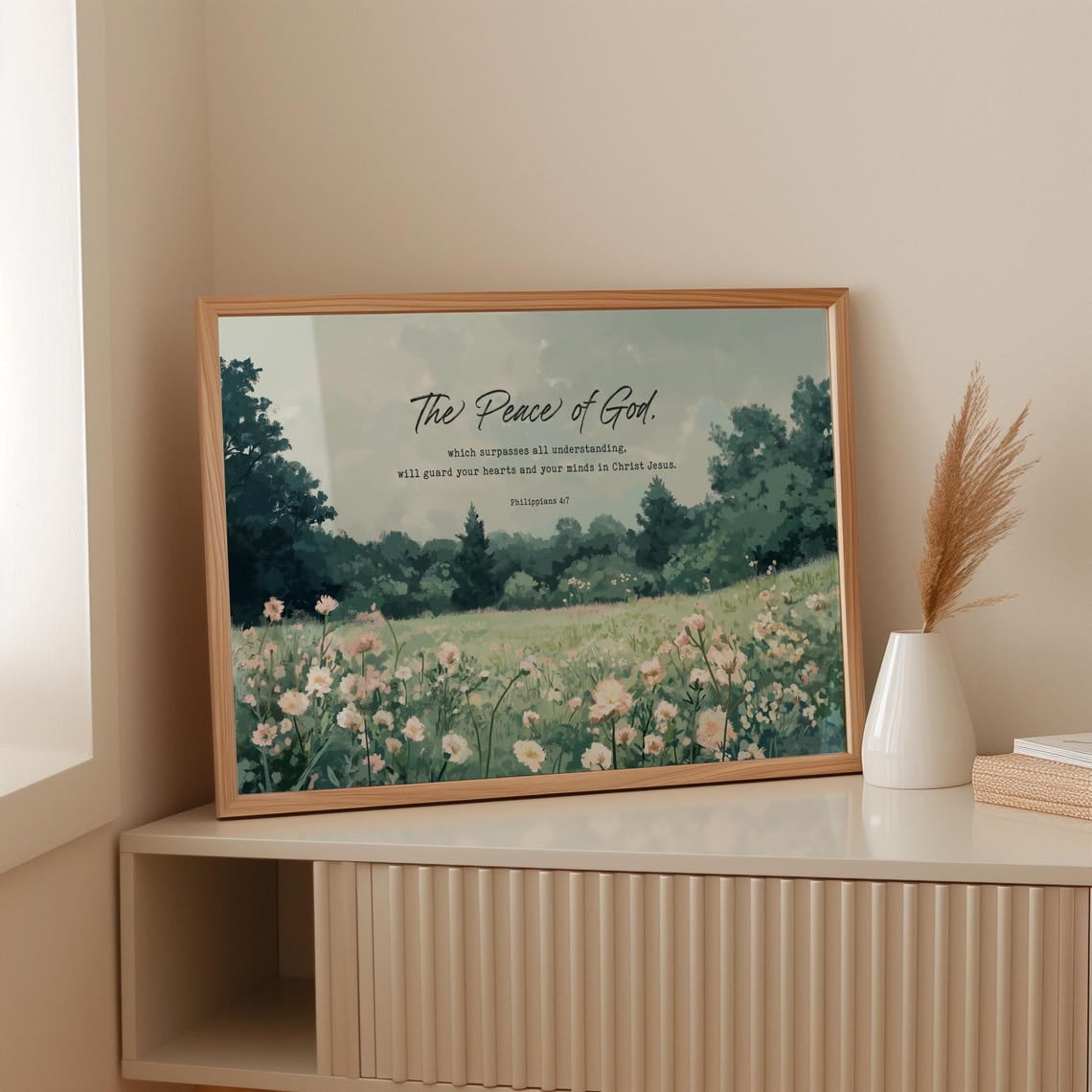 Peace Of God Philippians 4:7 Wall Art Christian Floral Scripture Print ...