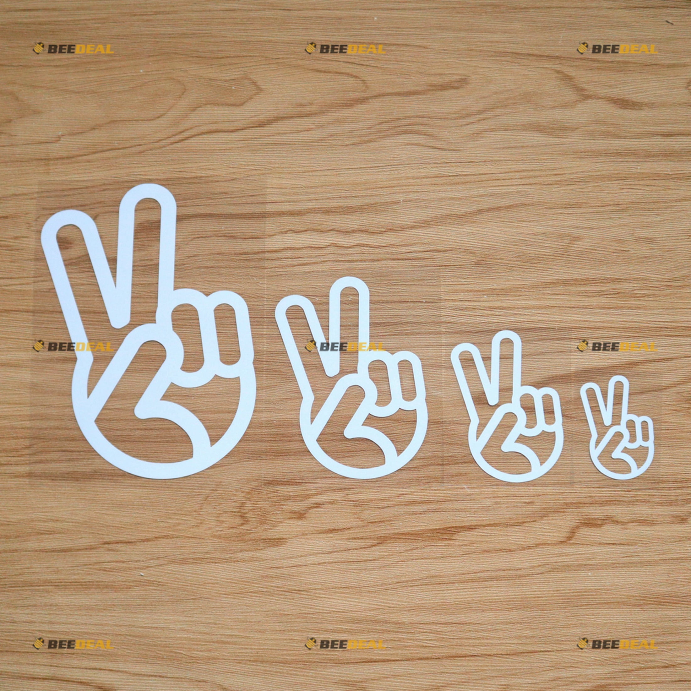 Peace Hand Gesture Sticker Decal Vinyl - 4 Pack White 2" 3" 4" 6" - For ...