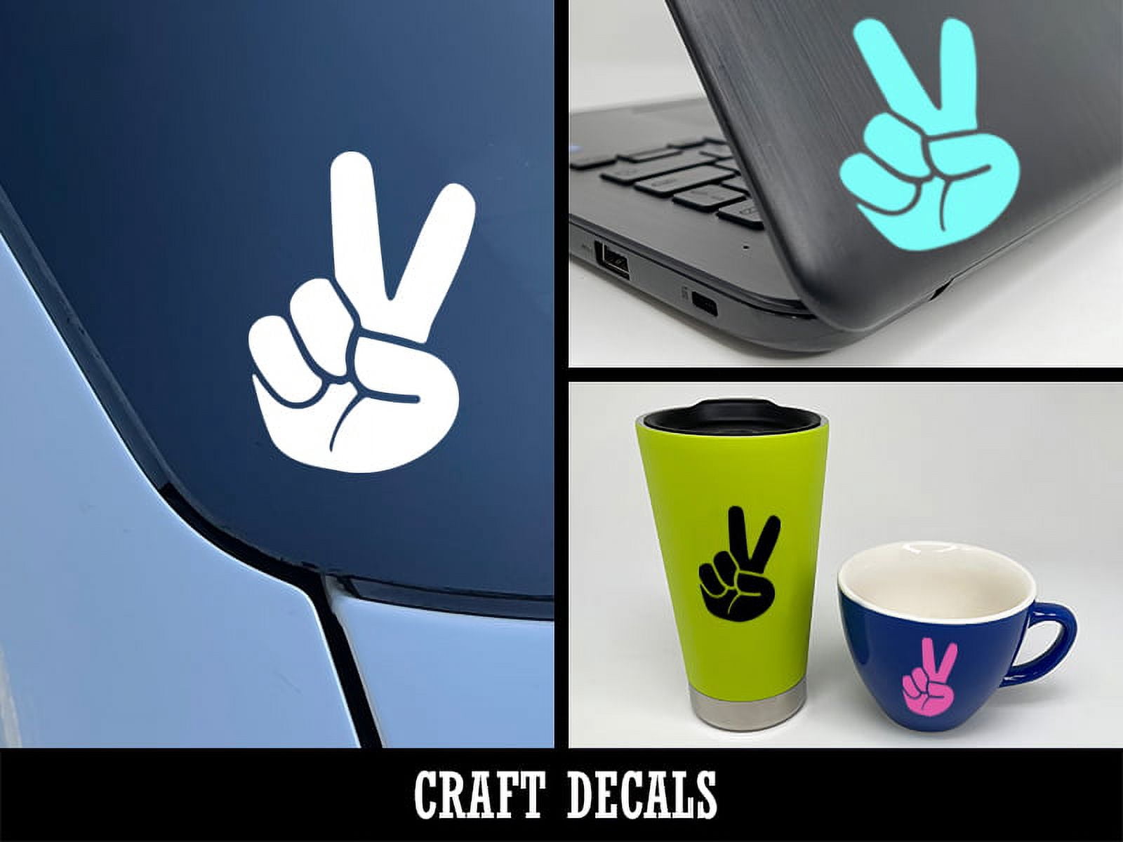 Peace Hand Sign Craft Vinyl Indoor Outdoor Decal Sticker - Black - 3 ...