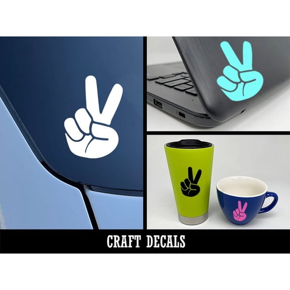 Peace Hand Sign Craft Vinyl Indoor Outdoor Decal Sticker - White - 3 ...