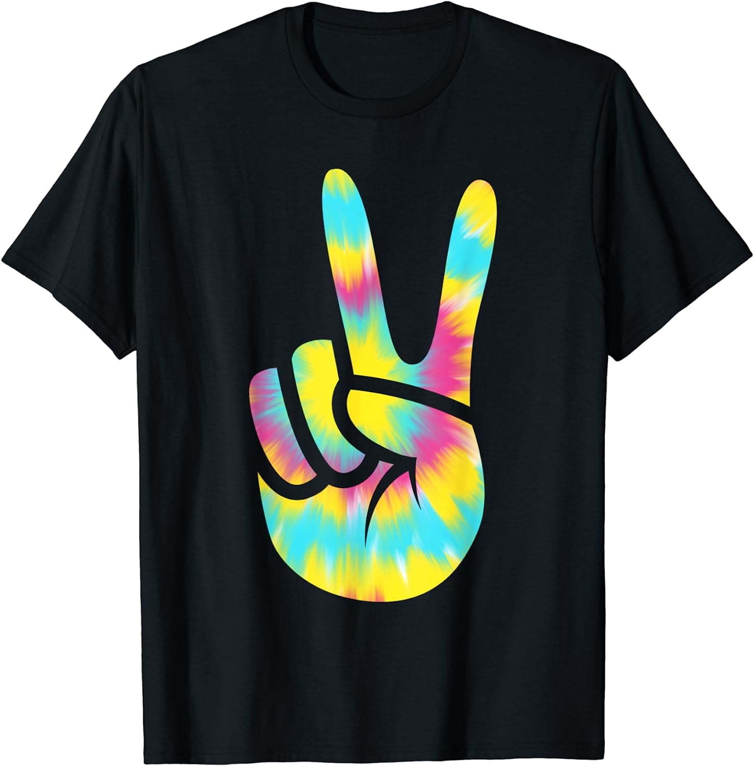 Peace Hand Sign Tie Dye for men women T-Shirt - Walmart.com