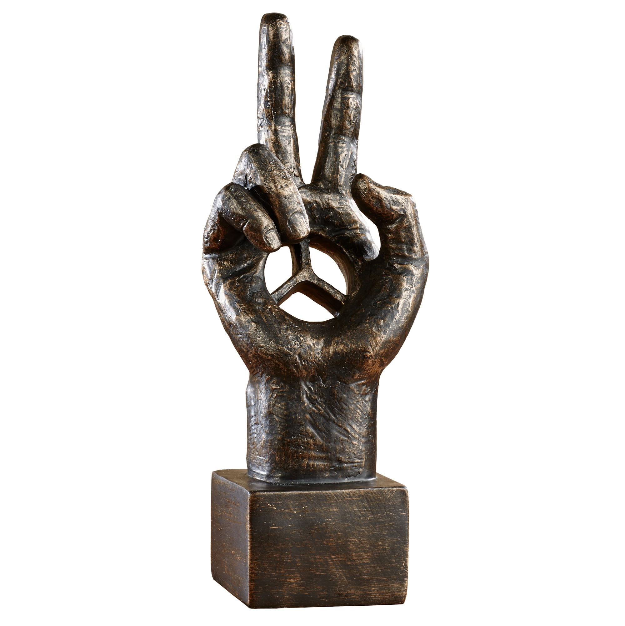 Peace Hand Table Sculpture Black/Gold Black/Gold - Walmart.com