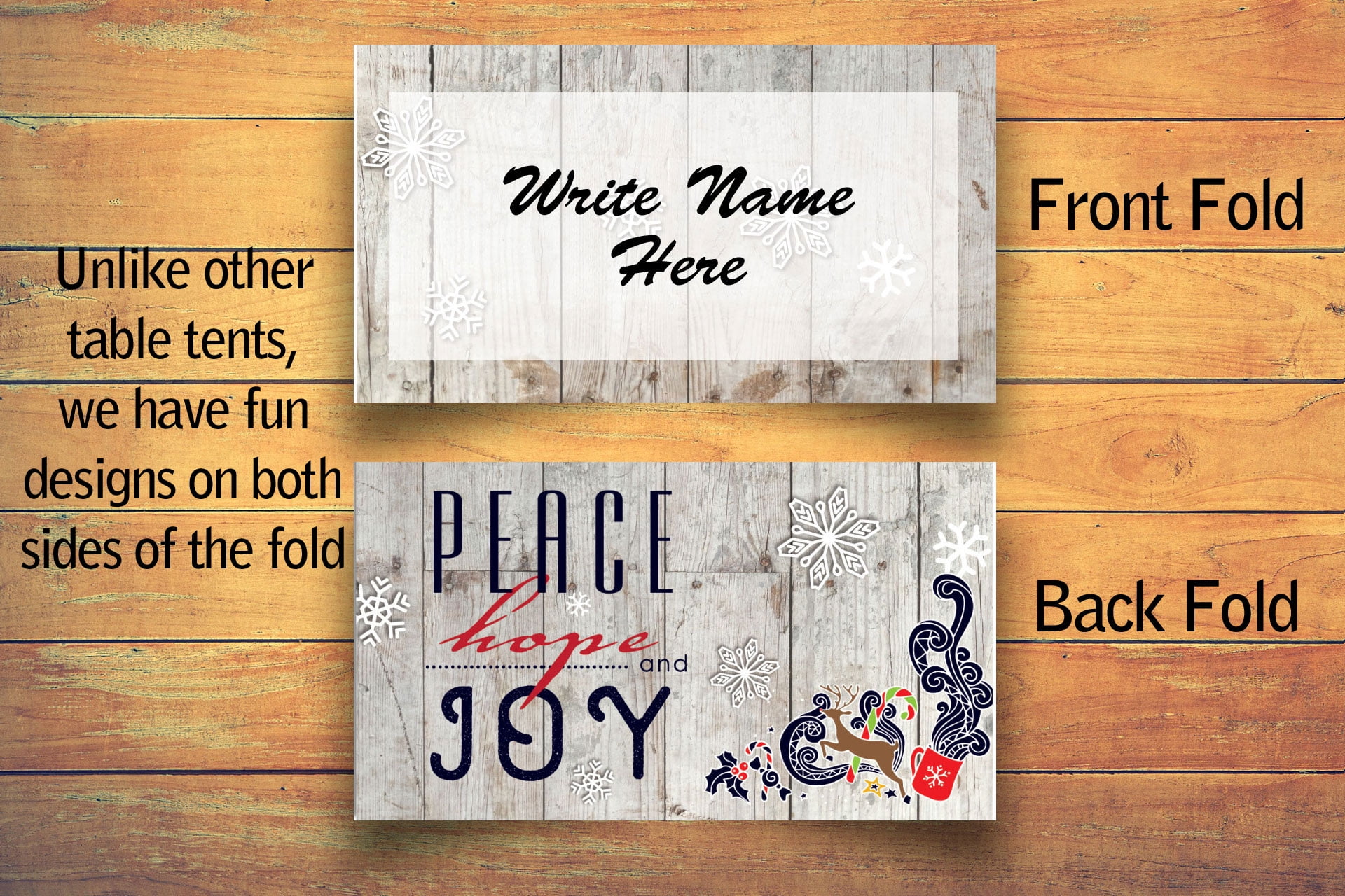 Peace and Joy Christmas Table Tent Place Cards - 25 Peace and Joy ...
