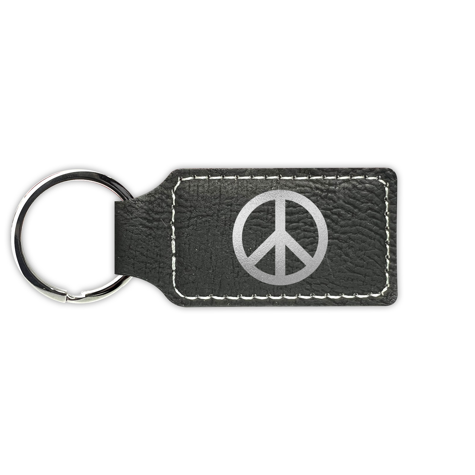 Peace Keychain Leatherette Rectangle - Laser Engraved - Many Colors ...