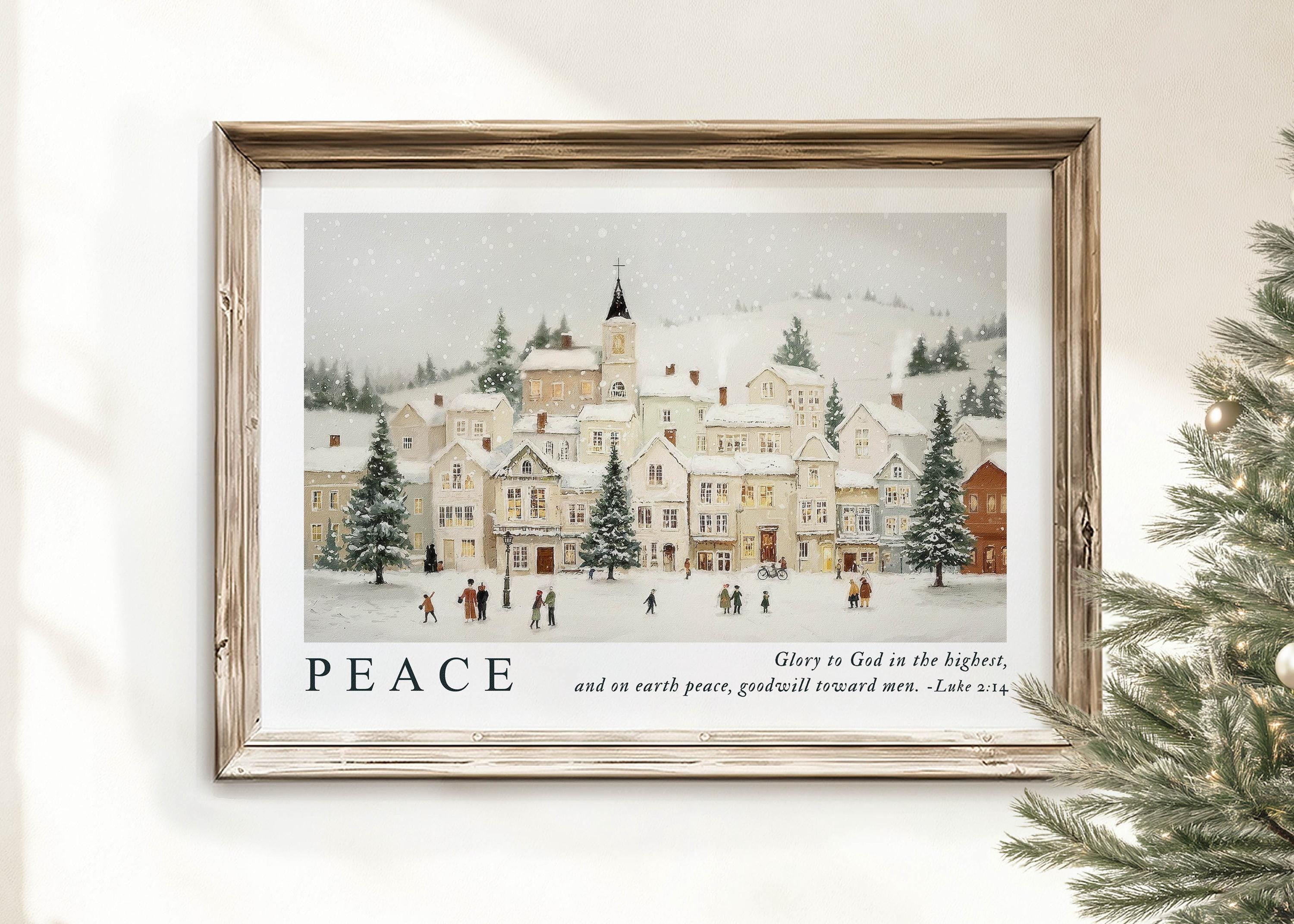Peace Kristmas Wall Art, Luke : Winter Vintage Christian Scripture ...