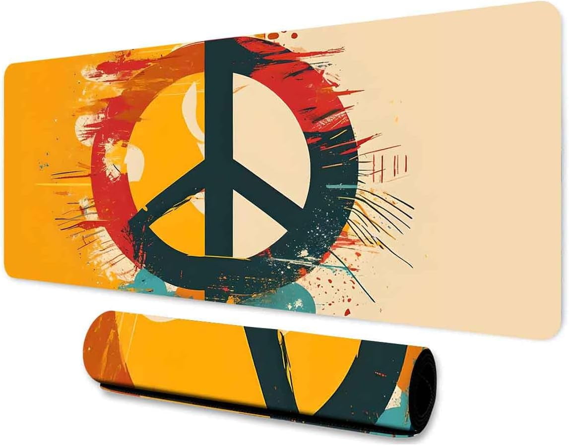 Peace Large Mouse Pad 31.5x11.8 Inches Cartoon Colored Graffiti and ...