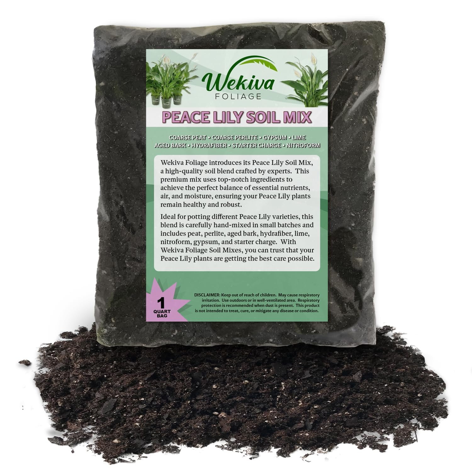 Peace Lily Growing Soil Mix 2 Quarts - Custom Soil Blend Potting Mix ...