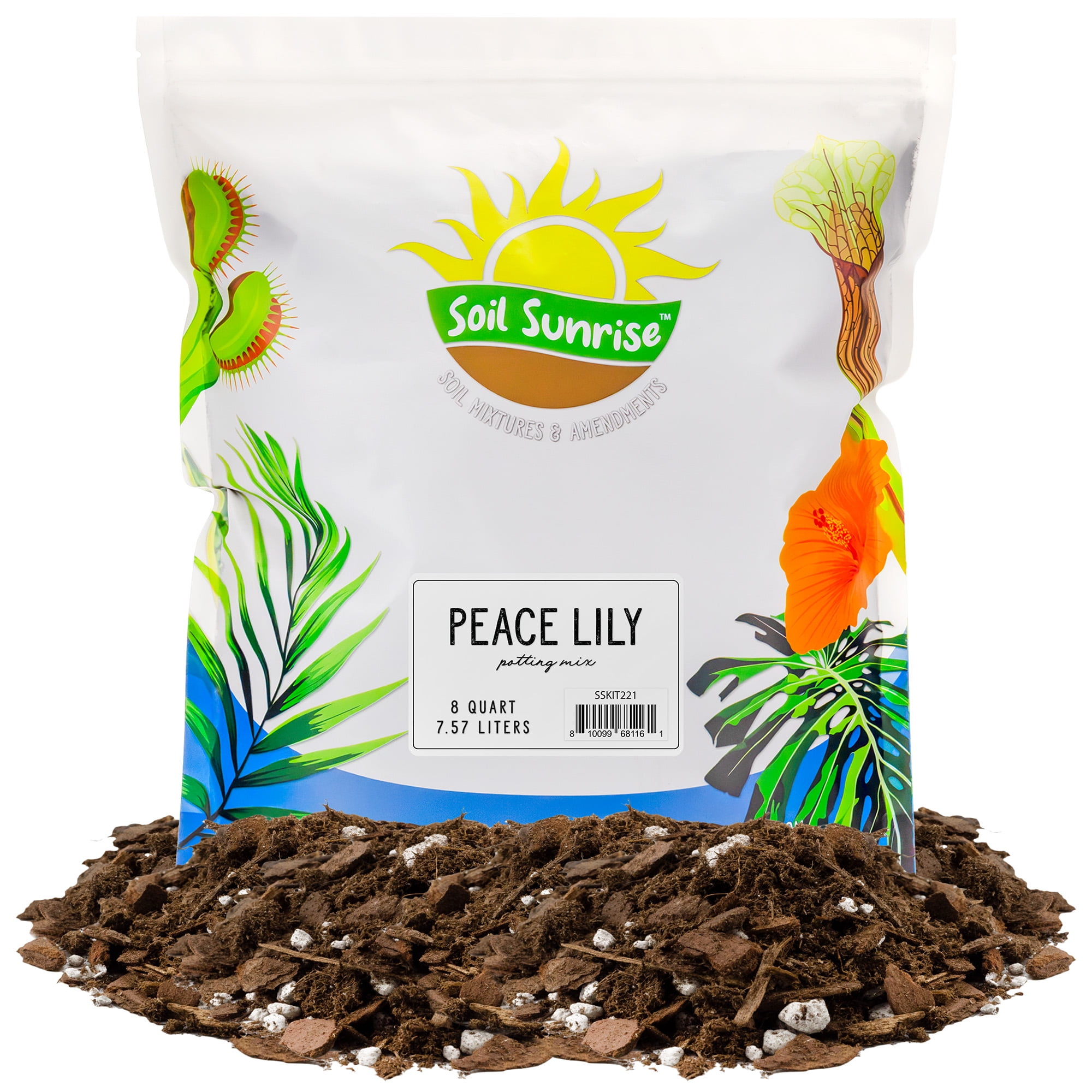 Indoor Peace Lily Potting Soil Mix with Bark (8 Quarts), Ideal for ...