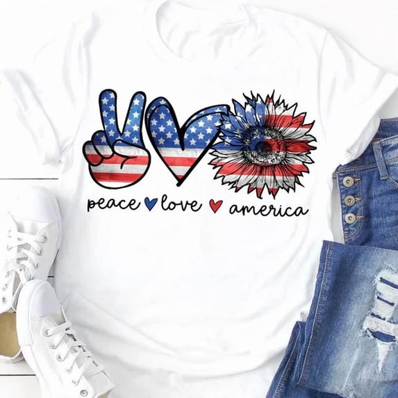 Peace Love America Shirt, 4Th Of July Shirt, Independence Day T-Shirt S ...