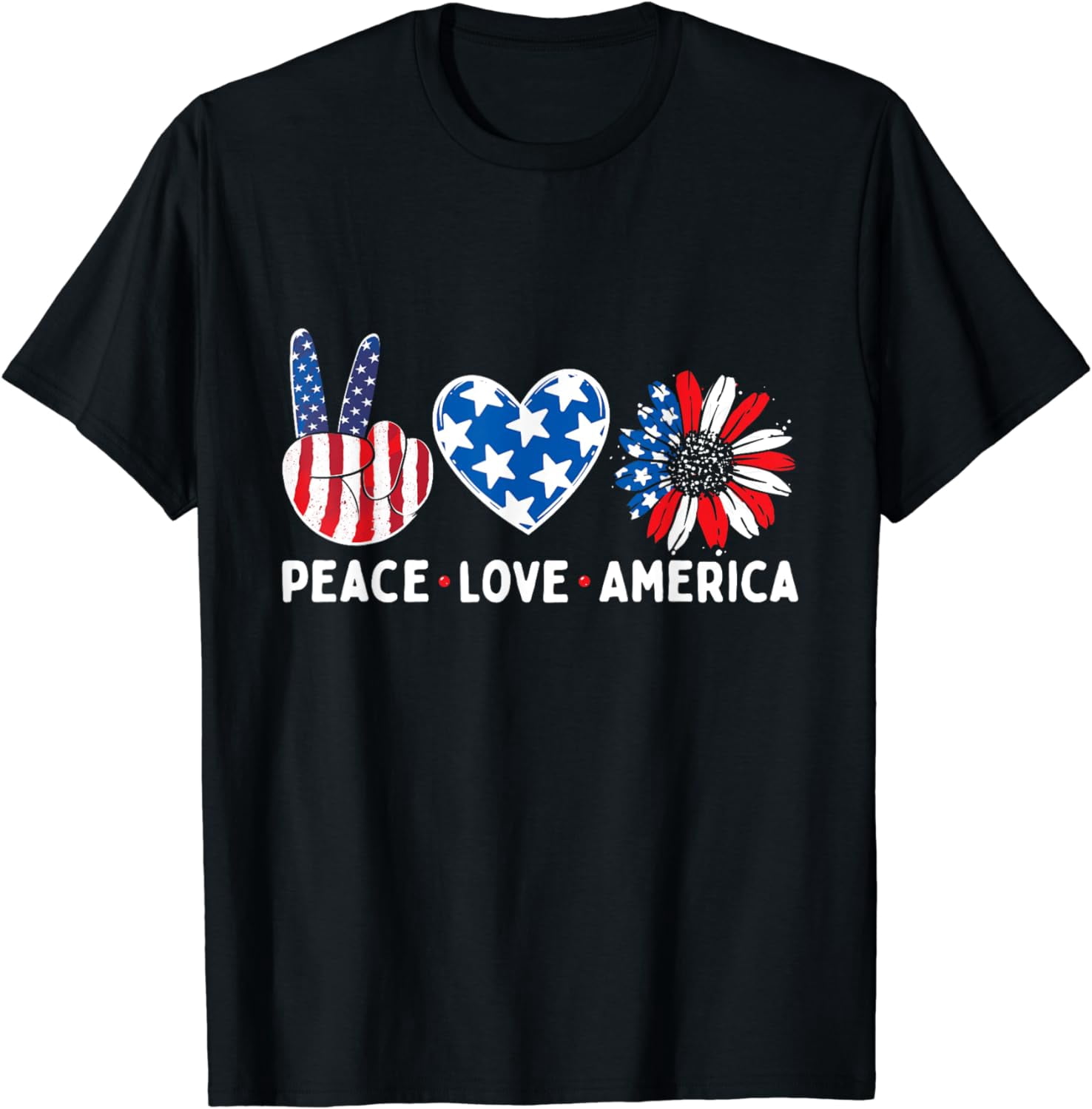 Peace Love America USA American Flag Patriotic 4th of July T-Shirt ...