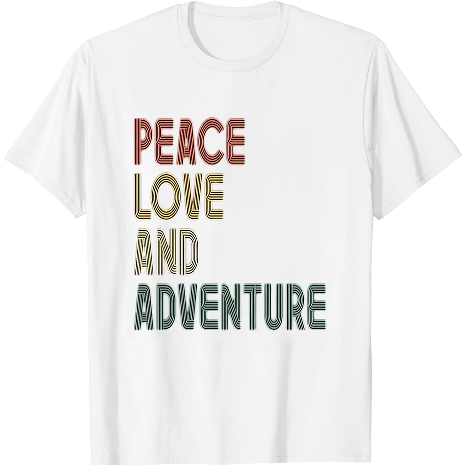 Peace Love And Adventure Inspirational Quote Retro Women Short Sleeve T ...