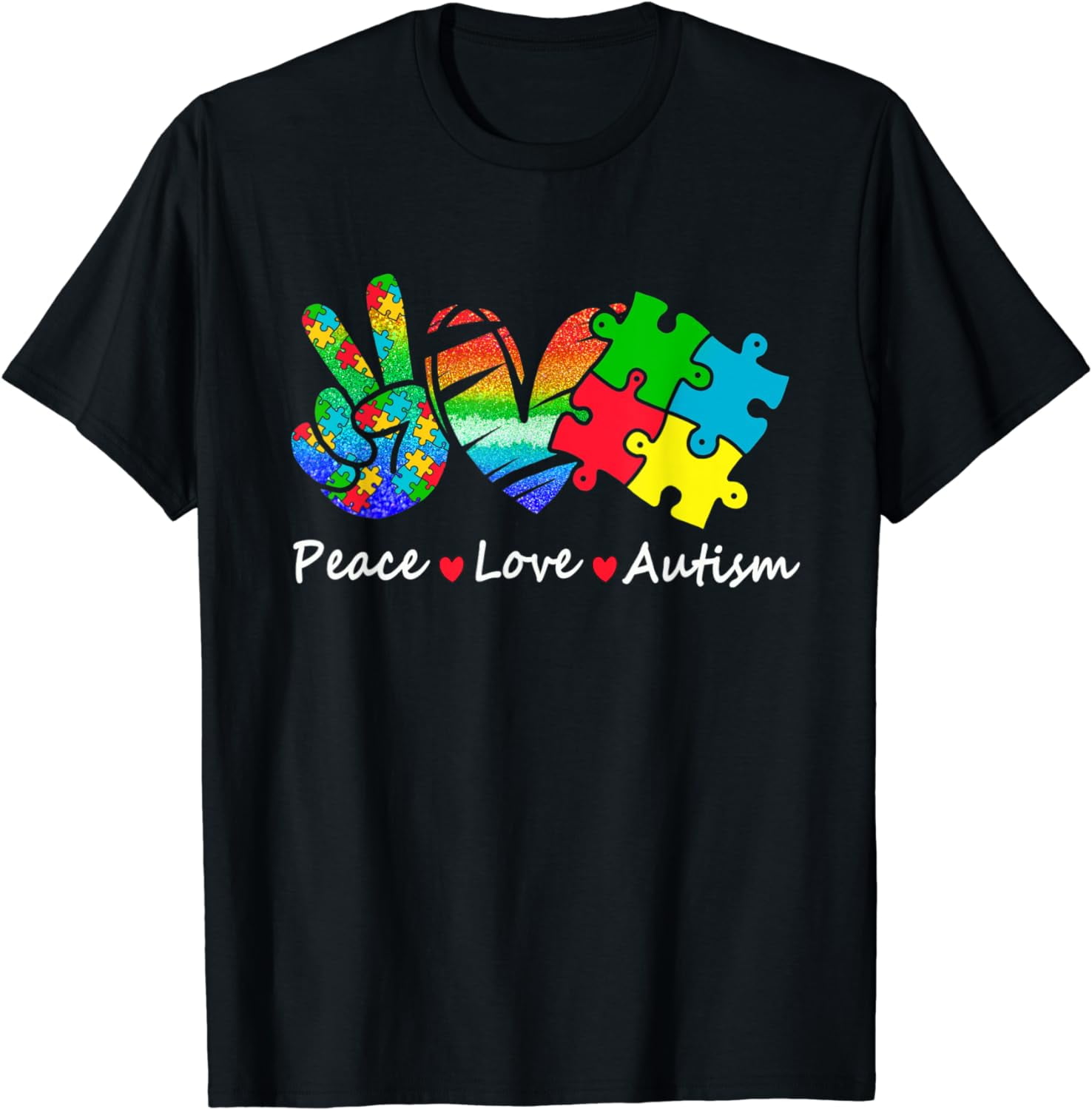 Peace Love Autism In April We Wear Blue Autism Awareness T-Shirt ...