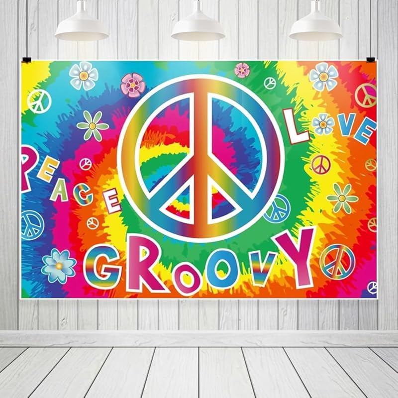 Peace and Love Backdrop 60's Scene Setters Carnival Party Supplies ...