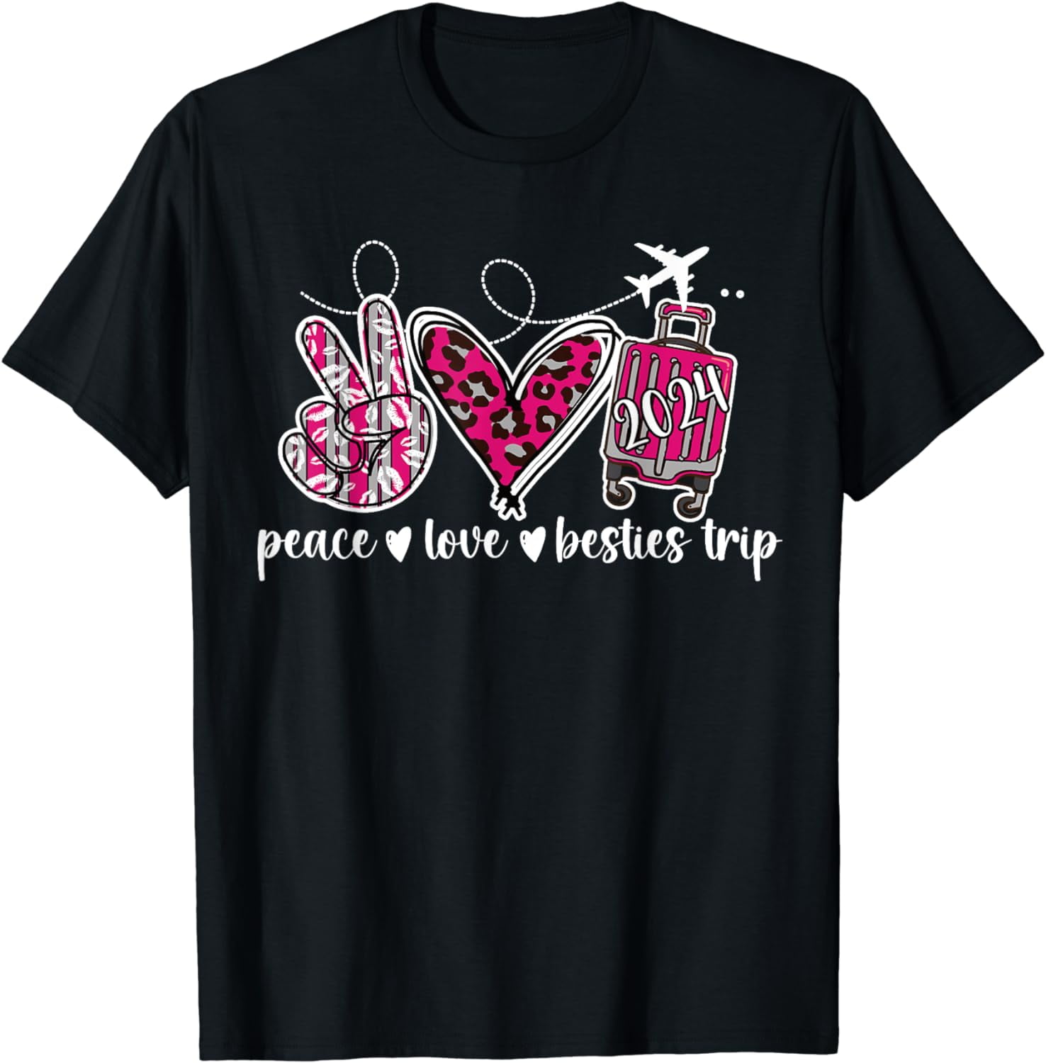 Peace Love Besties Trip 2024 Best Friend Vacation Besties T-Shirt ...