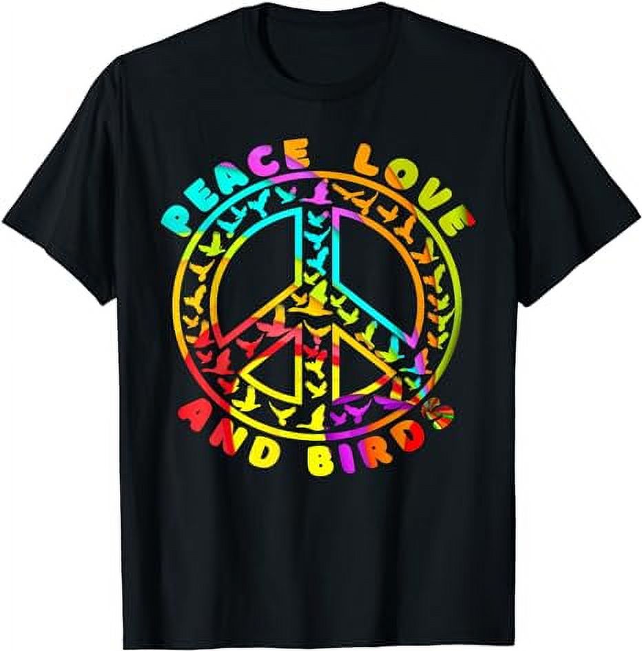 Peace Love Birds 60s 70s Vintage Retro Birders Birdwatching T-Shirt ...