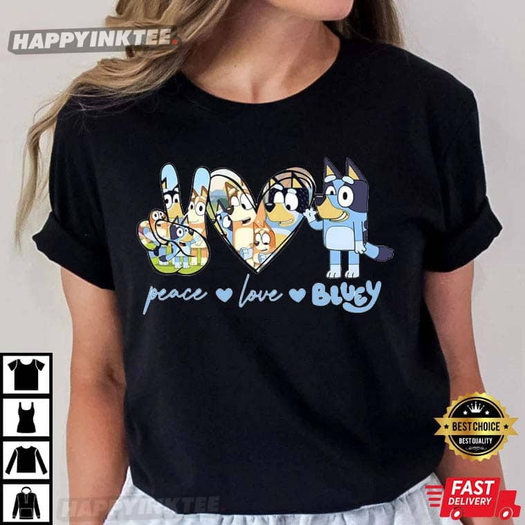 Peace Love Bluey Bluey And Bingo Family T-Shirt - Walmart.com