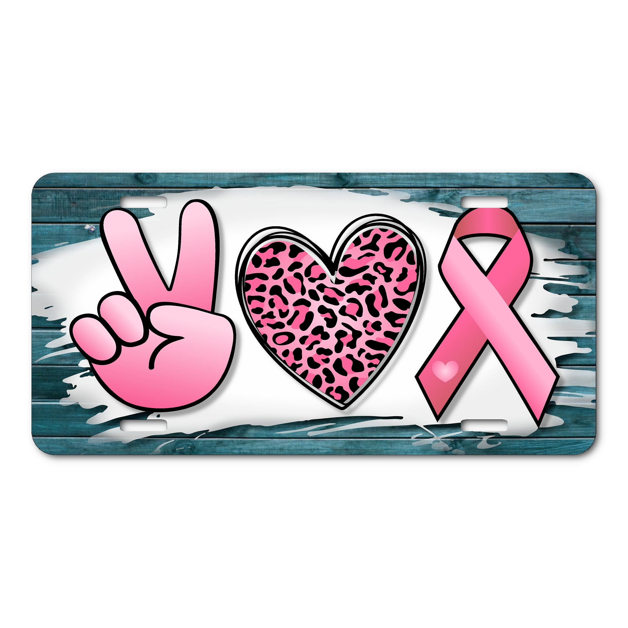 Peace Love Breast Cancer Awareness Aluminum License Plate – Sublimated ...
