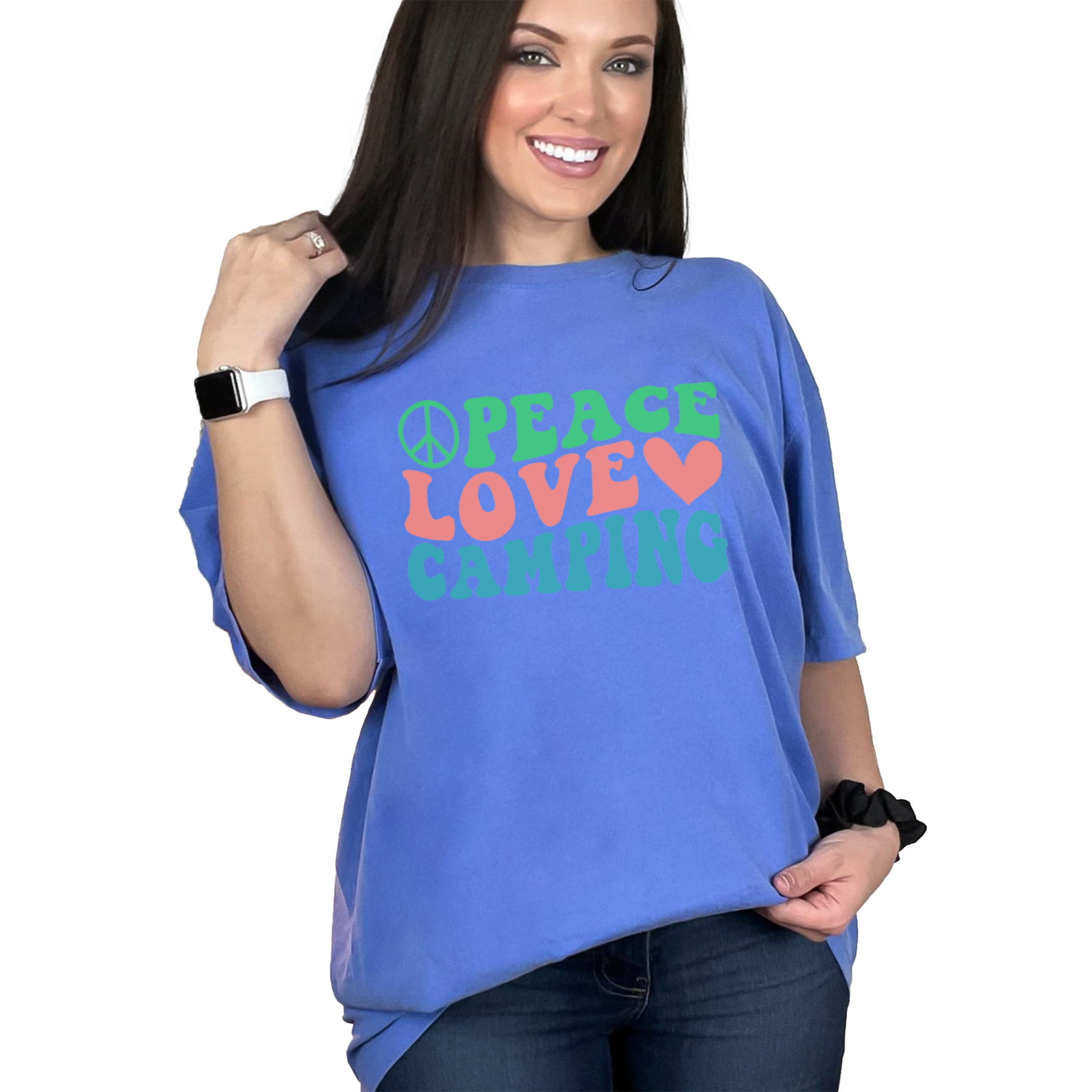 Peace, Love, Camping, Camp or Camper Themed, Groovy Retro Wavy Text ...
