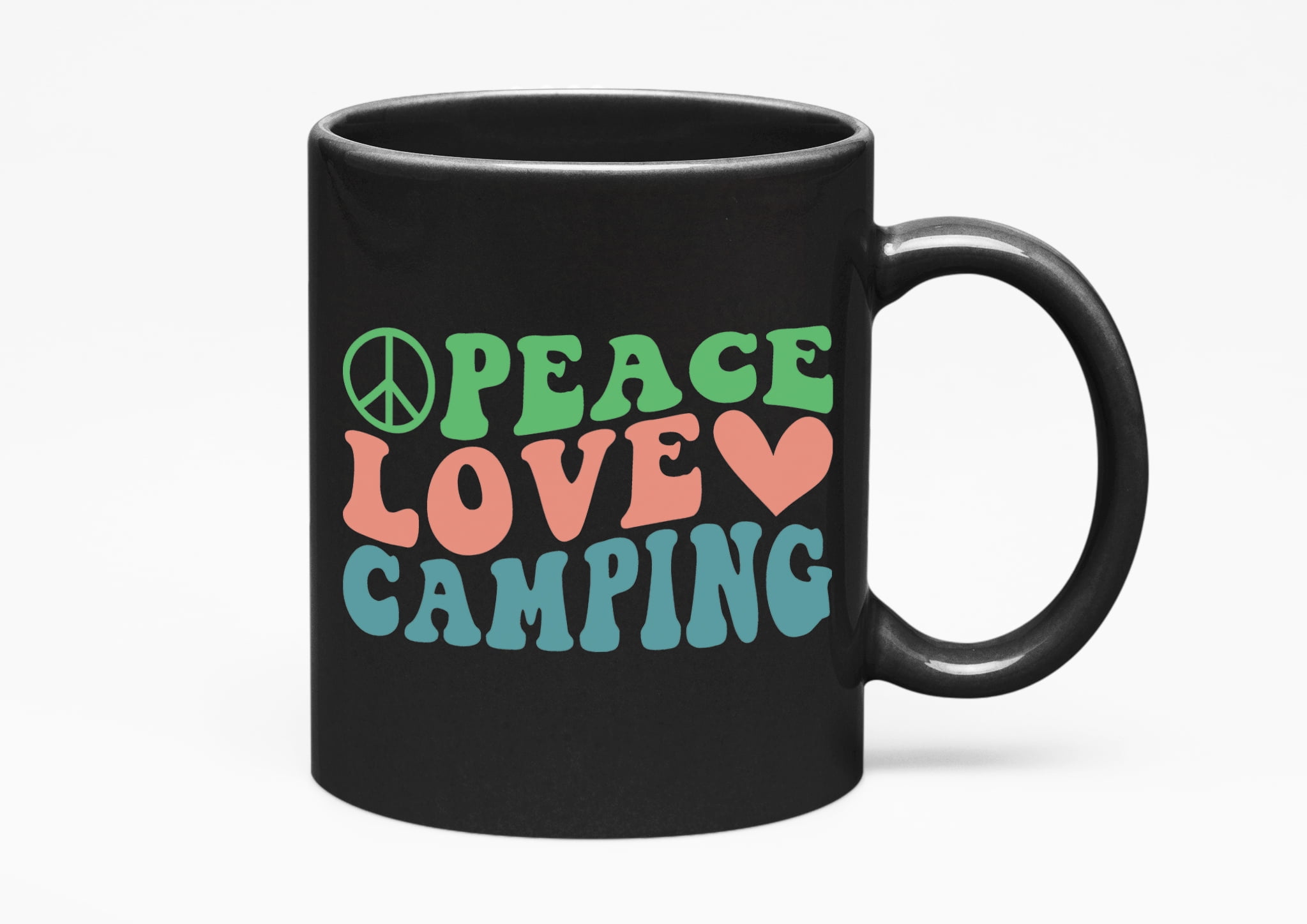 Peace, Love, Camping, Camp or Camper Themed, Groovy Retro Wavy Text ...
