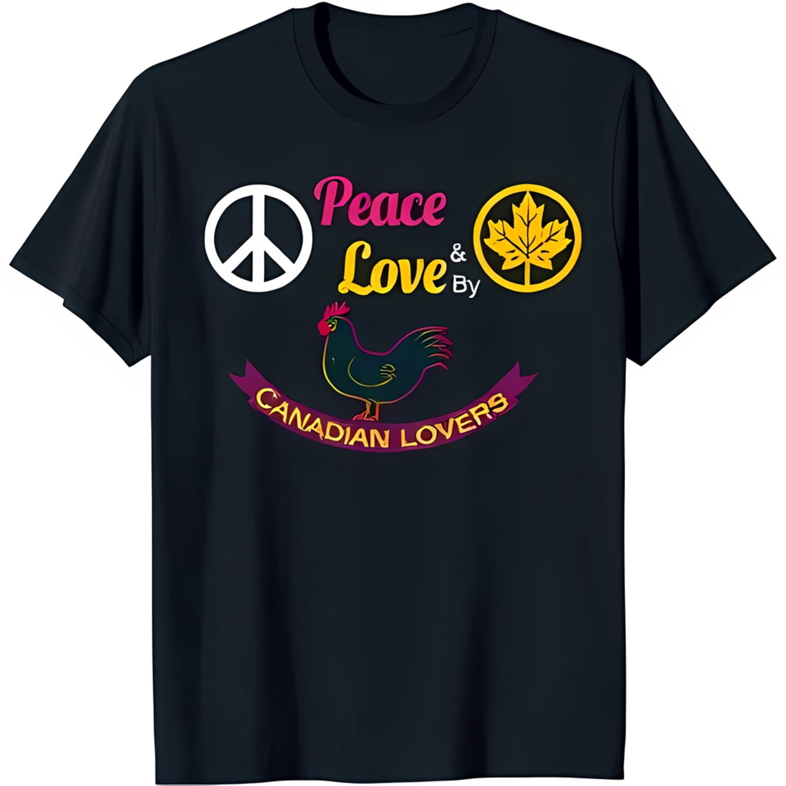 Peace Love & Canadian Lovers T-Shirt Blue with White Peace Sign ...