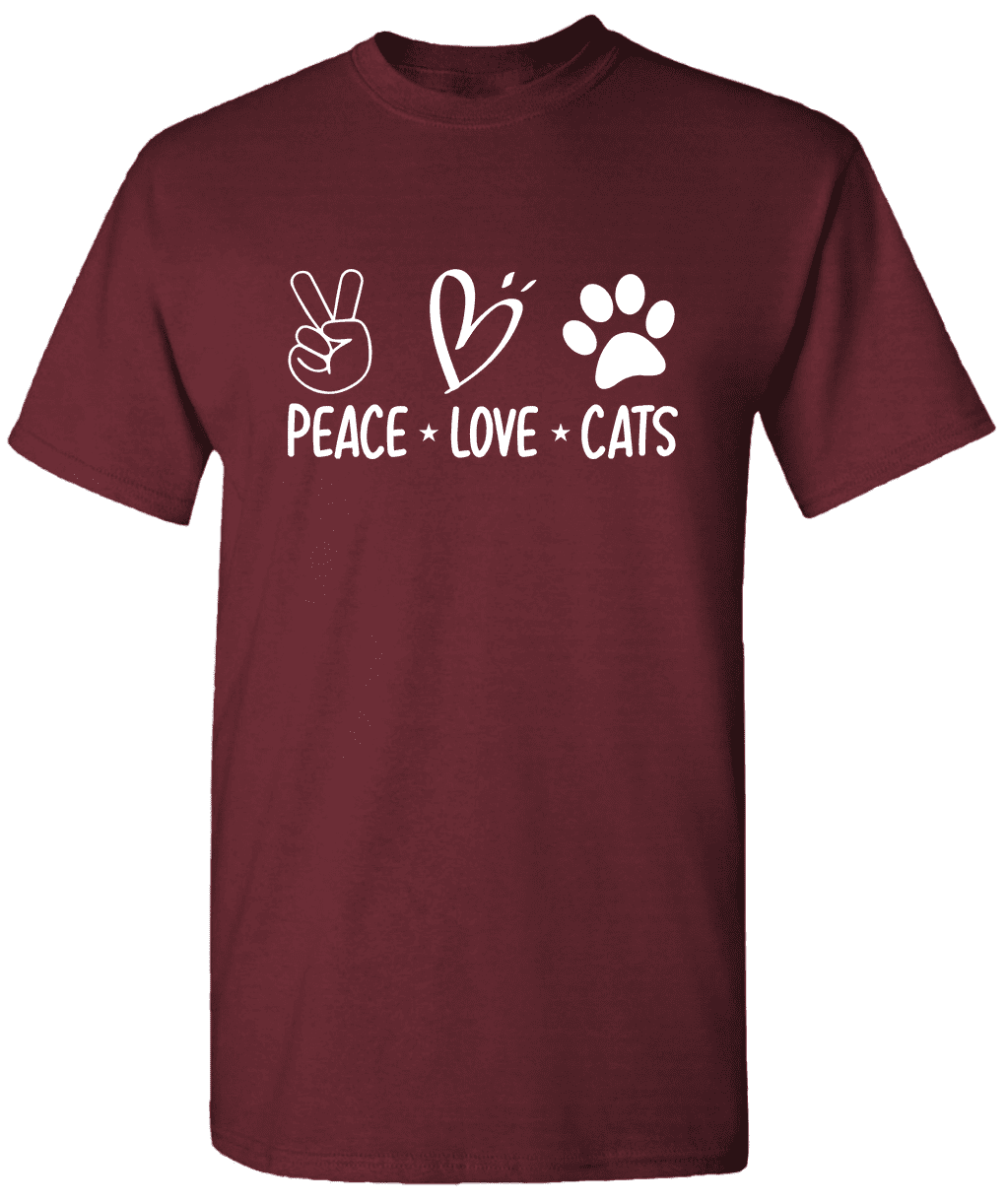 Peace Love Cats Cat Band T-Shirts Funny Cat Shirts Women Cat Themed ...