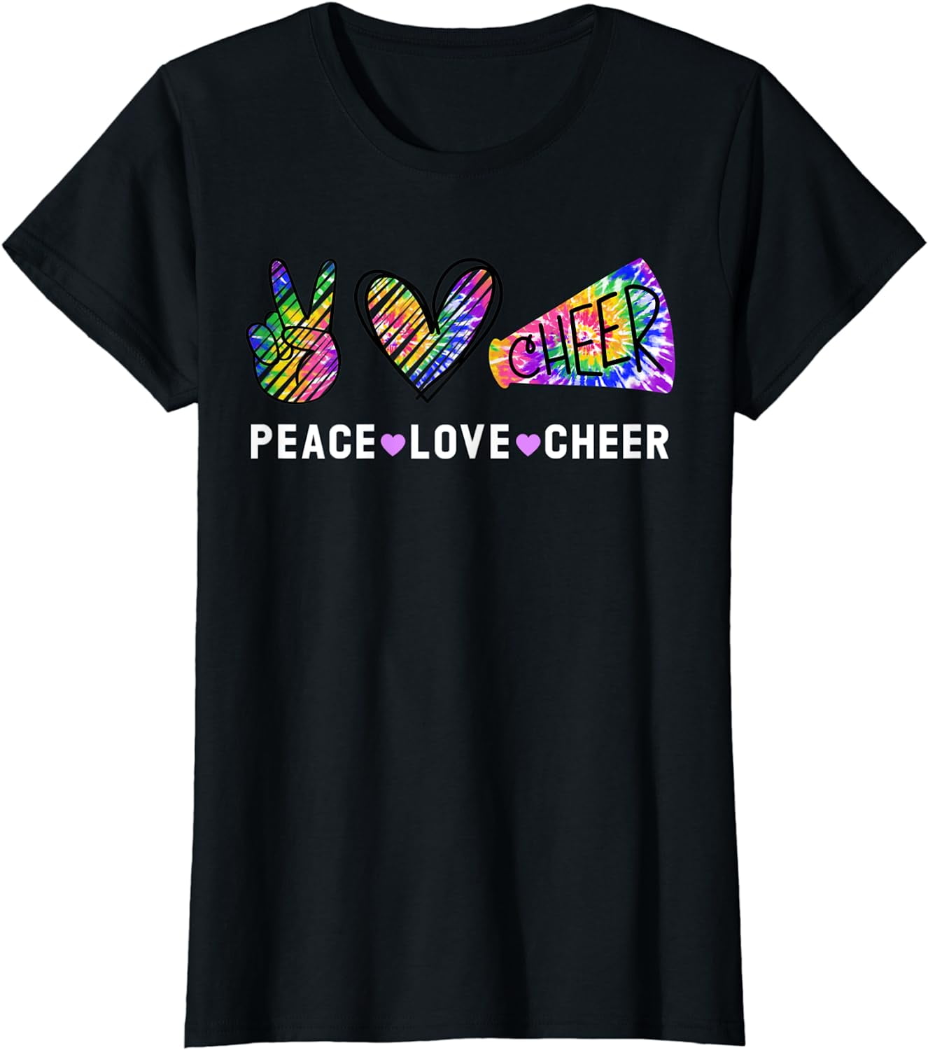 Peace Love Cheer Tie Dye Cheerleading for Cheerleader Cute T-Shirt ...