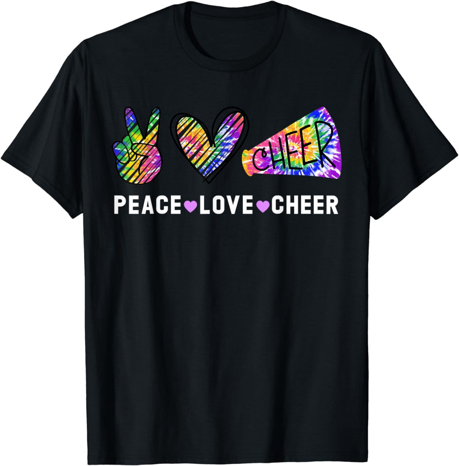 Peace Love Cheer Tie Dye Cheerleading for Cheerleader Cute T-Shirt ...