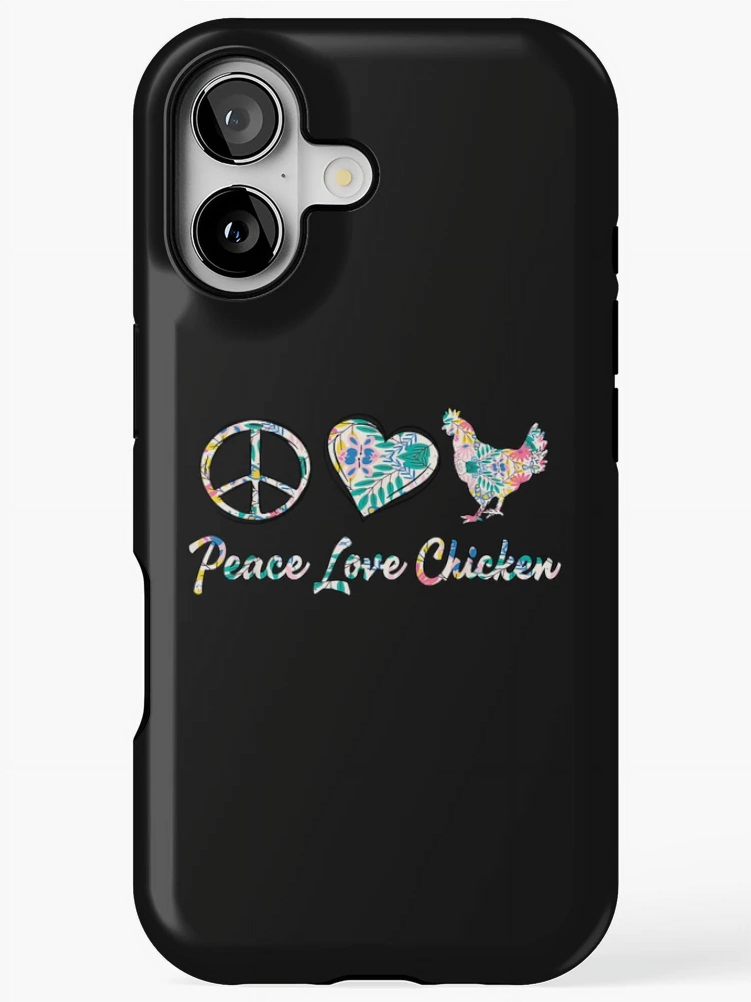 Peace Love Chicken Flowers Funny Case for 17/15/14/13/12/11 Pro Max ...