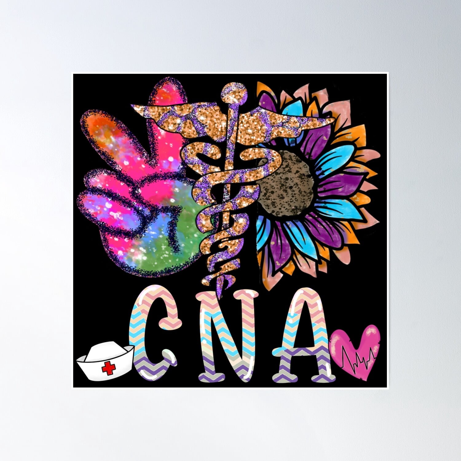 Peace Love Cna Poster Wall Art, Modern Wall Decor, 30x30 UNFRAMED ...