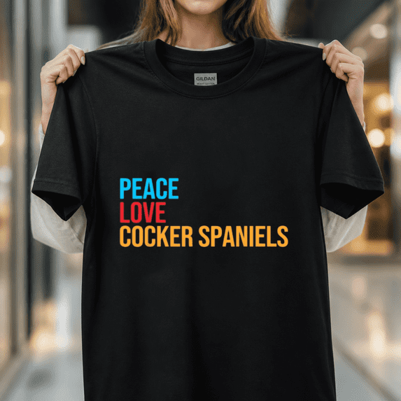Peace Love Cocker Spaniel Dog Lover Canine Pet Parent Unisex T-Shirt, S ...