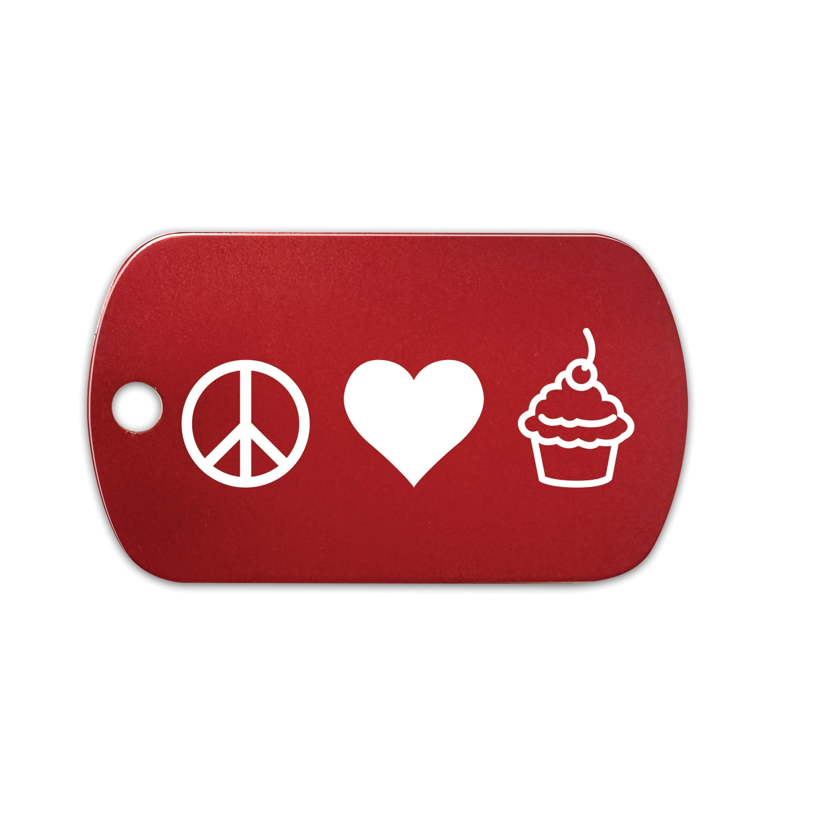 Peace Love Cupcakes GI Dog Tag Aluminum Keychain cupcake sweets - Red ...