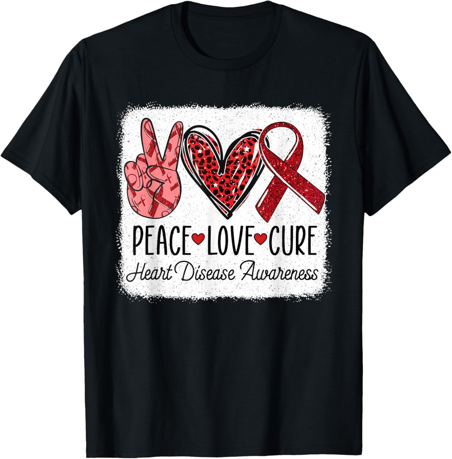 Peace Love Cure Heart Disease Awareness CHD Support Wear Red T-ShirtMen ...