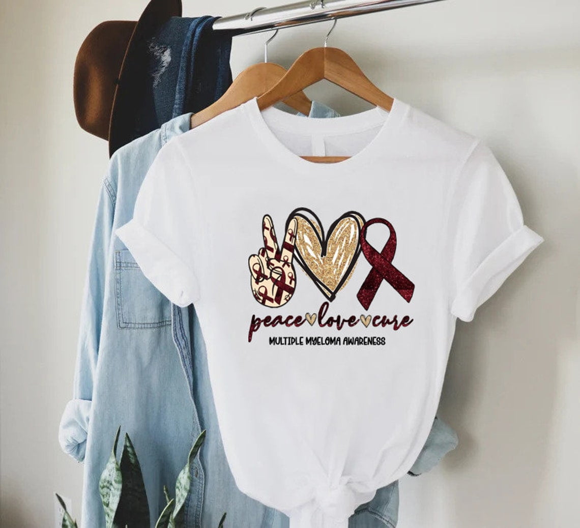 Peace Love Cure Multiple Myeloma Shirt, Gift For Multiple Myeloma ...