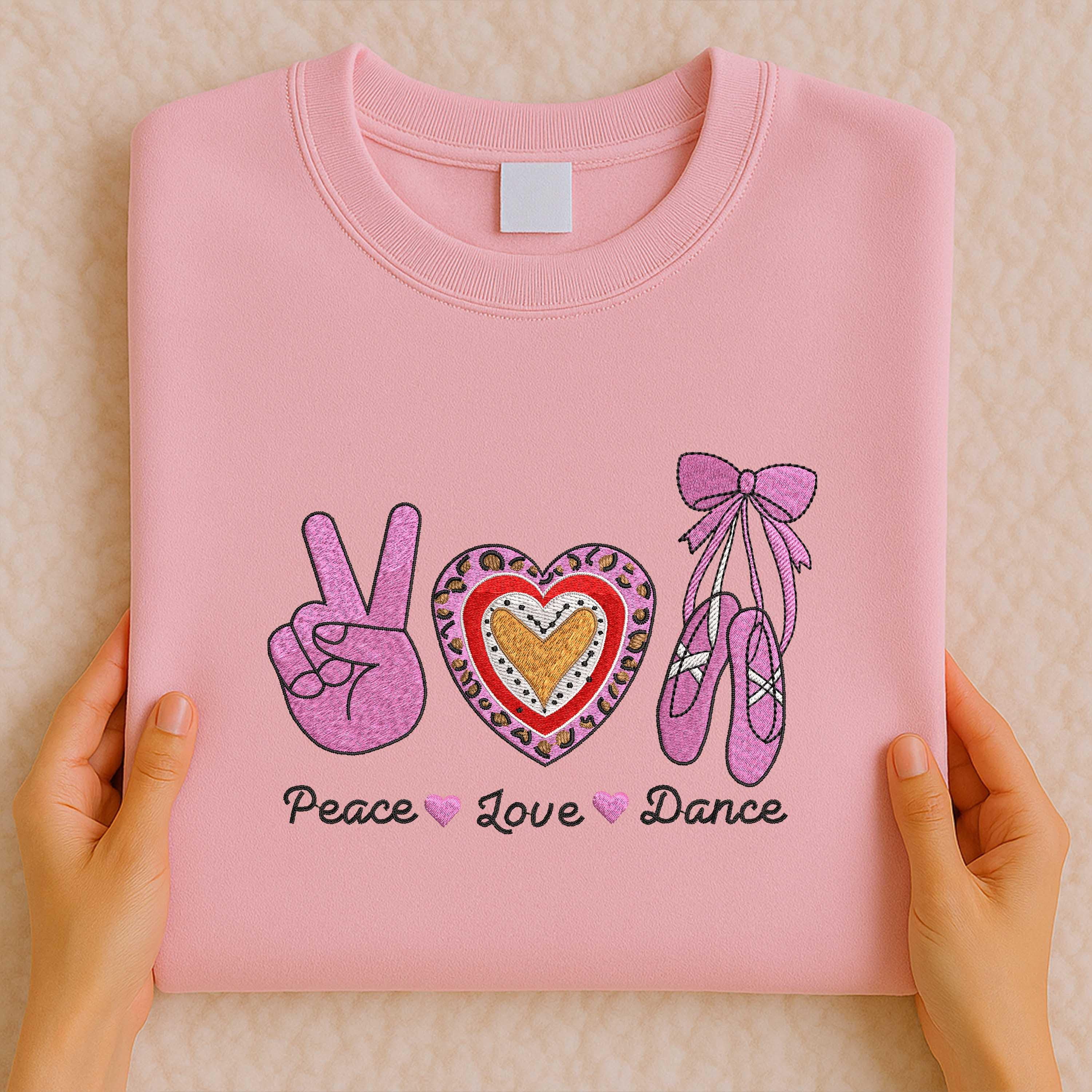 Peace Love Dance Embroidery Design, Ballet Shoes Applique, Ballerina ...