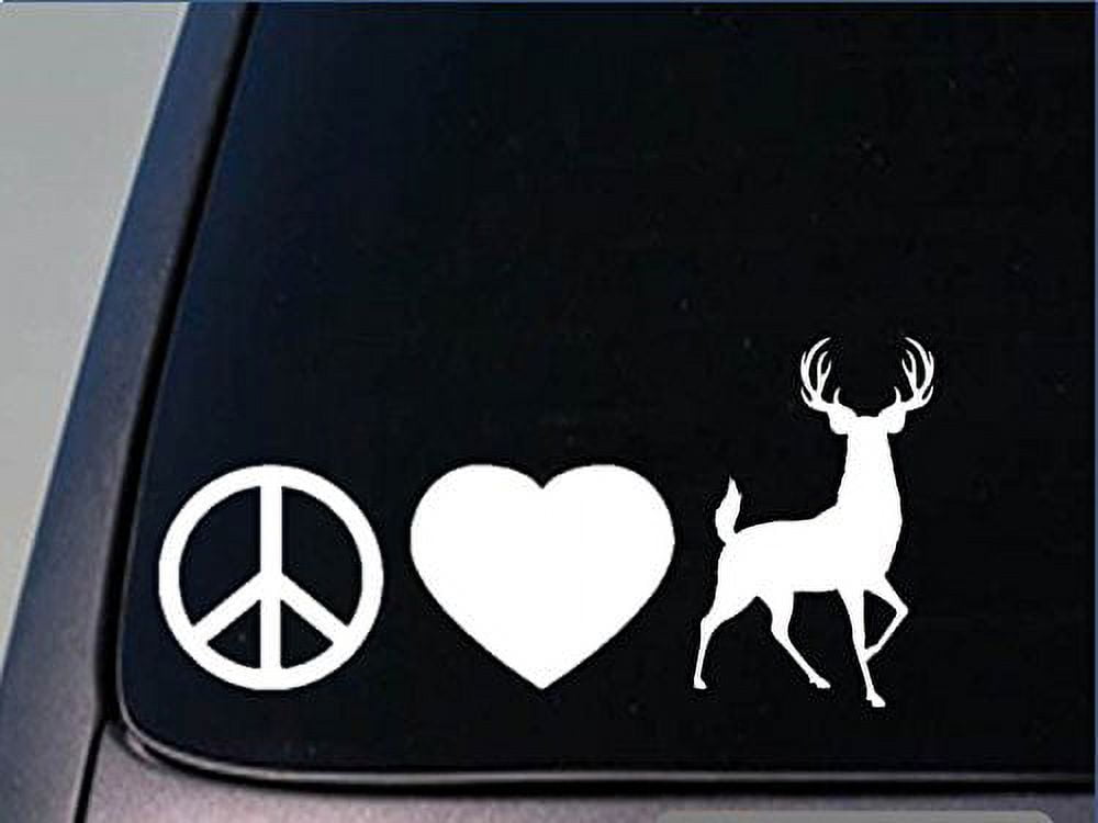 Peace Love Deer sticker *H50* 8" vinyl decal whitetail deer hunting ...