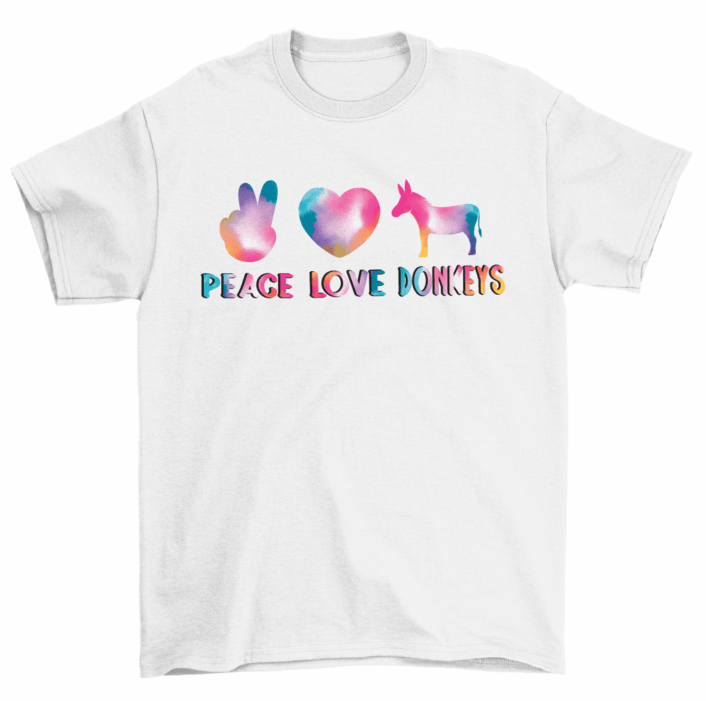 Peace Love Donkeys T-Shirt Watercolor Tie Dye Donkey Tee Women Unisex ...