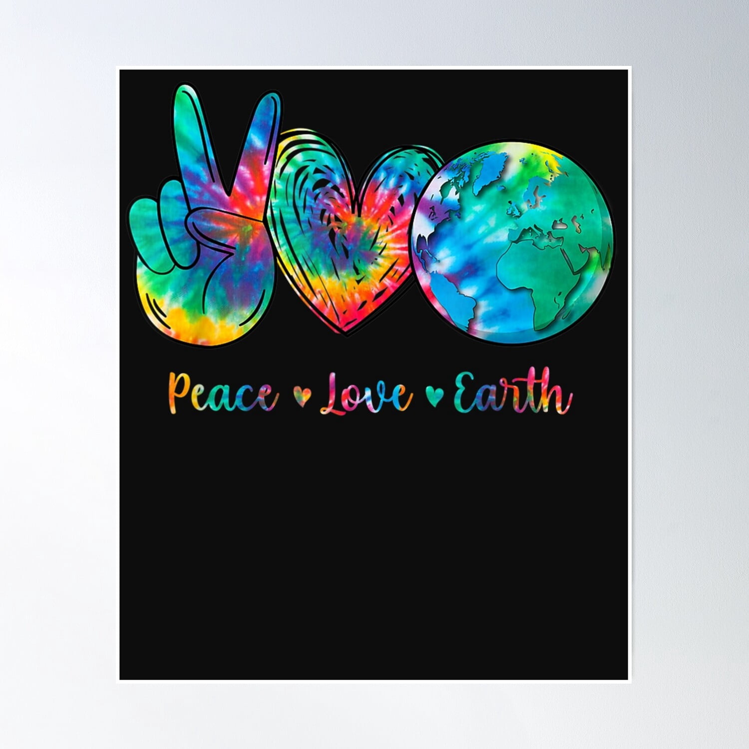 Peace Love Earth Day Tie Dye Hippie Poster Wall Art, Modern Wall Decor ...