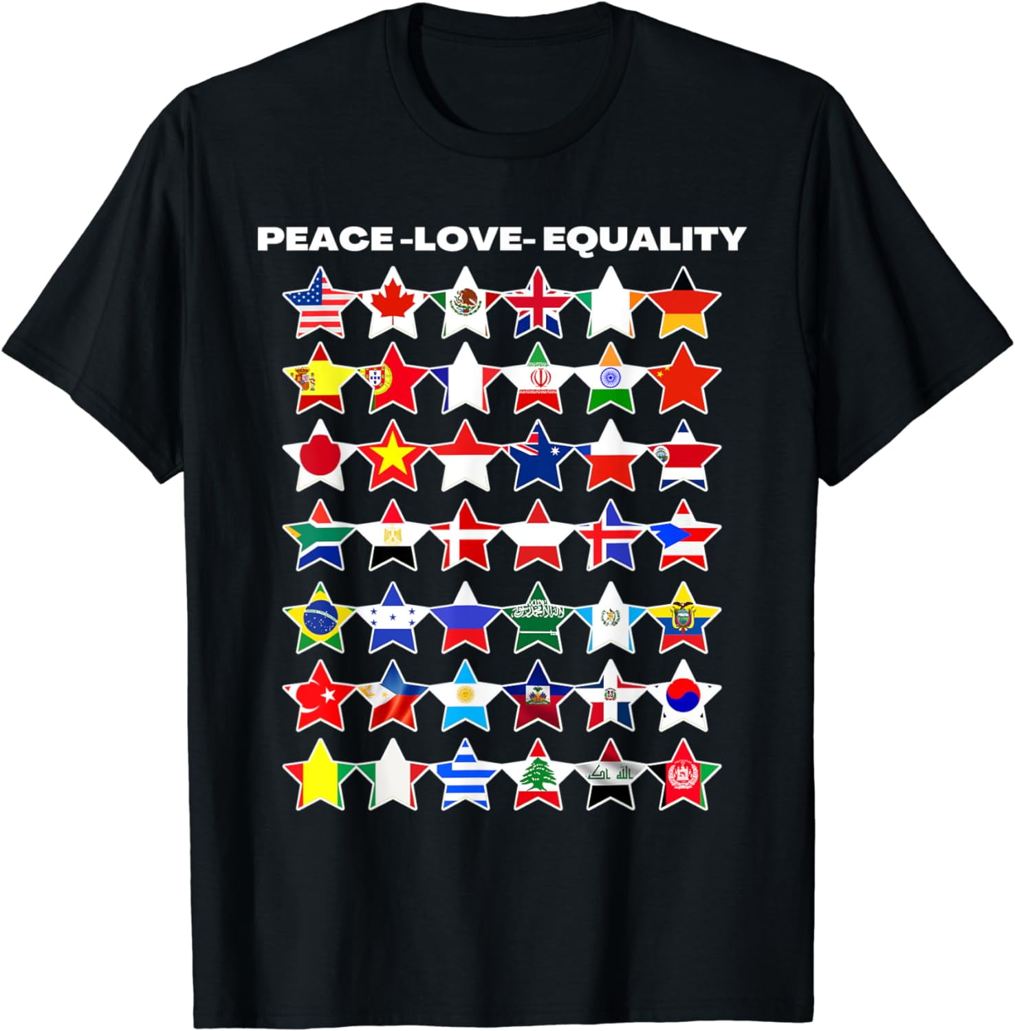 Peace Love Equality World Peace Day Country National Flags T-Shirt ...
