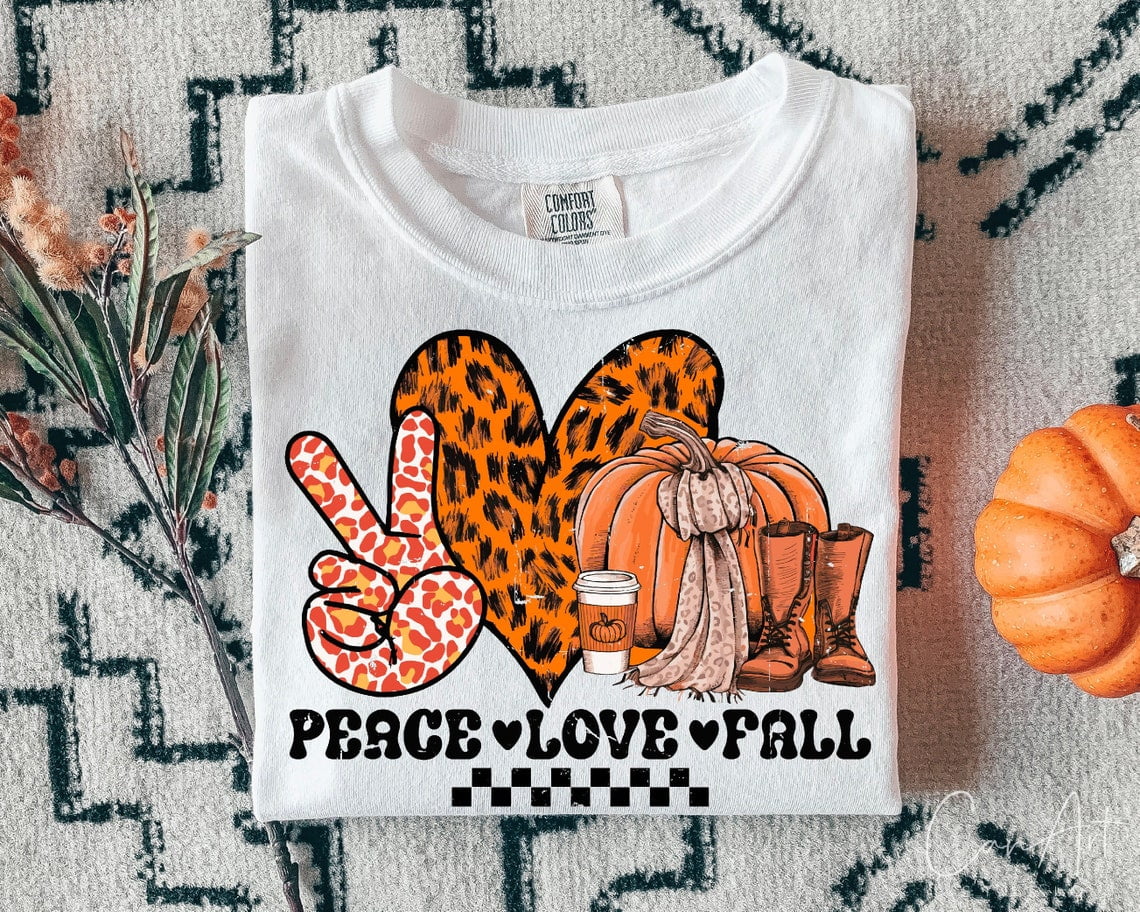Peace Love Fall Png Sublimation Print File, Autumn Png, Cozy Fall Vibes ...