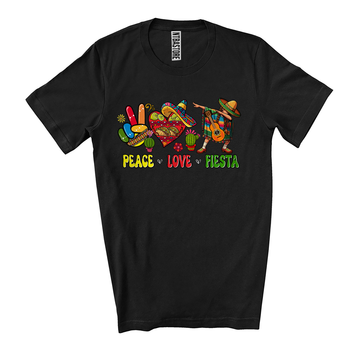 Peace Love Fiesta; Joyful Cinco De Mayo Mexican Woman Dabbing Heart ...