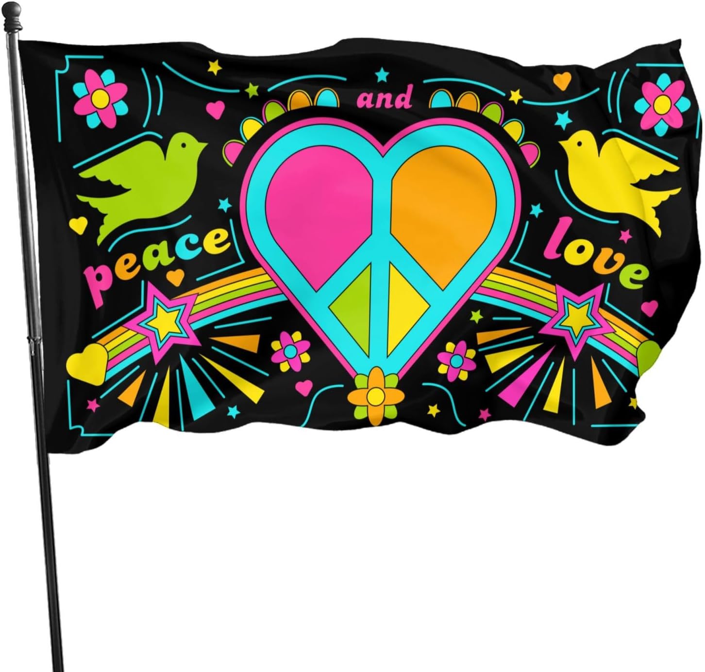 Peace Love Flag Outdoor Indoor Garage With Grommets Dormitory Farmhouse ...