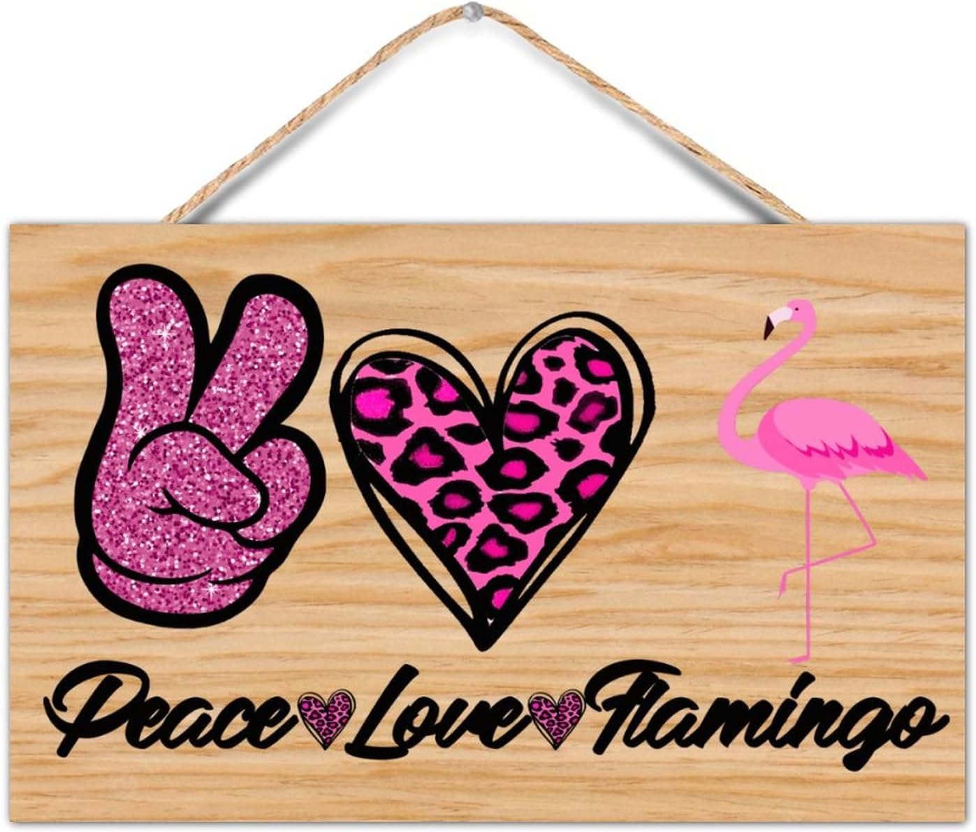 Peace Love Flamingo Wood Door Sign 10x16 Inch Inspirational Bible Verse ...