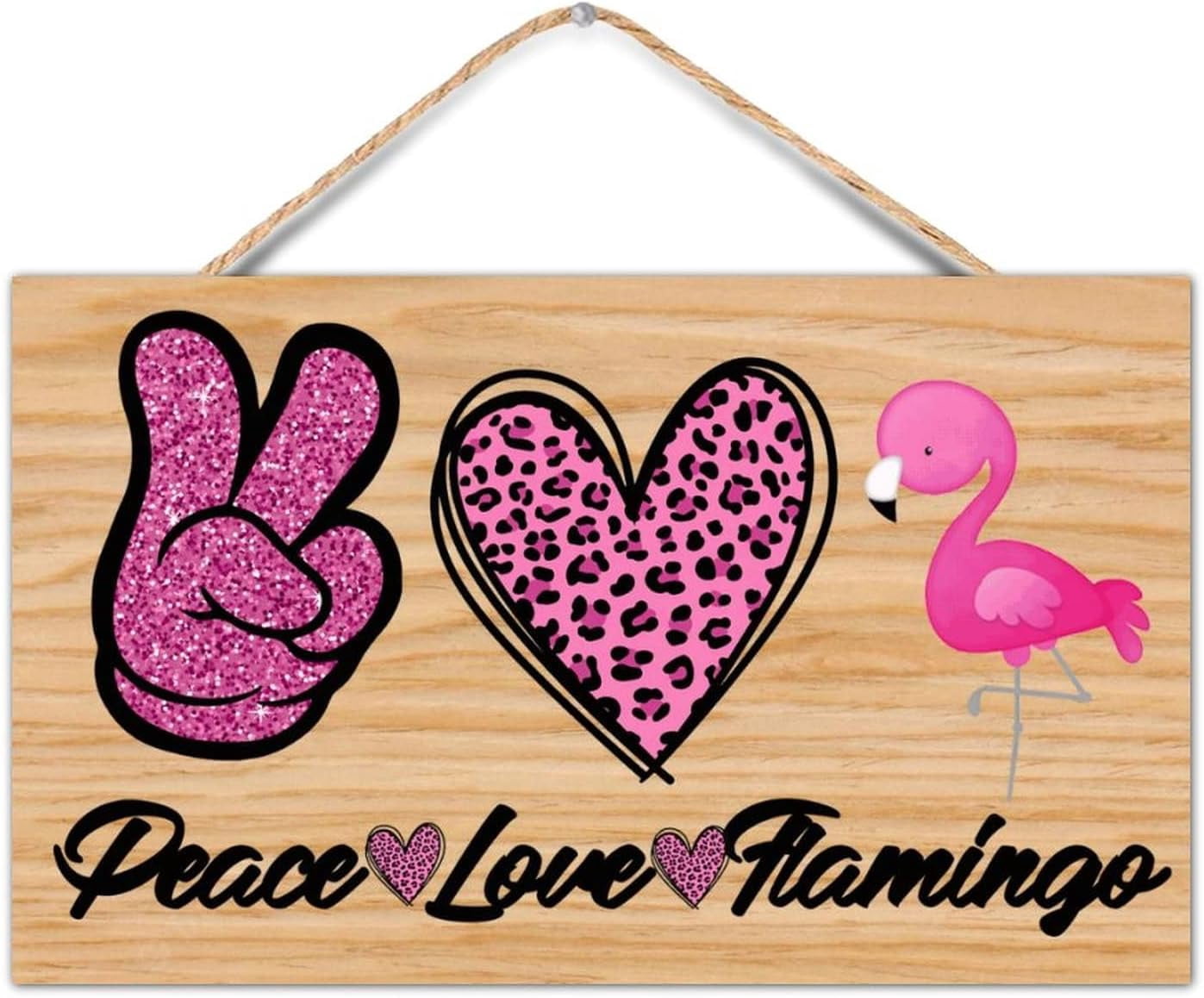 Peace Love Flamingo Wood Door Sign 12x20 Inch Inspirational Bible Verse ...