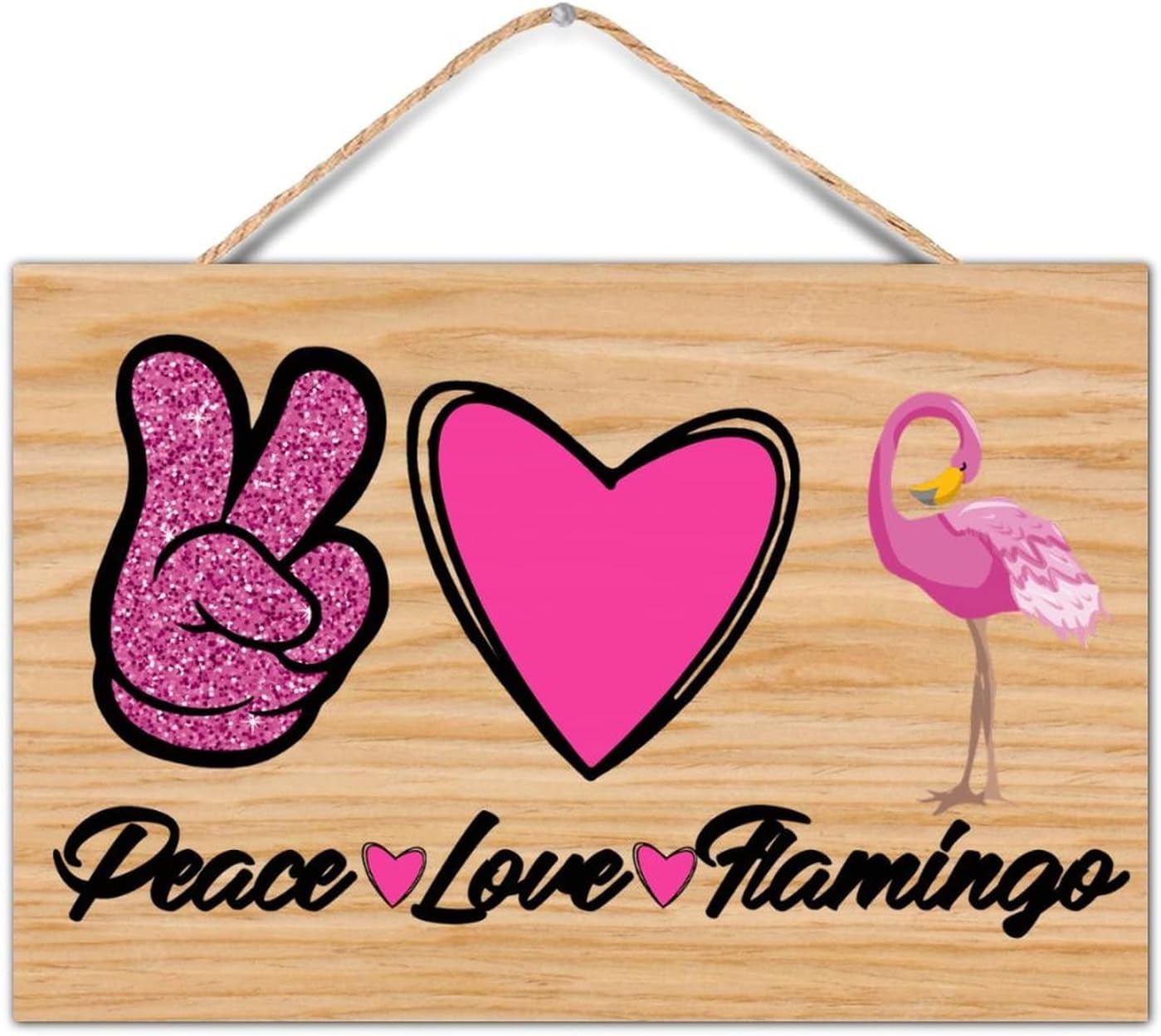 Peace Love Flamingo Wood Door Sign 8x12 Inch, Inspirational Bible Verse ...