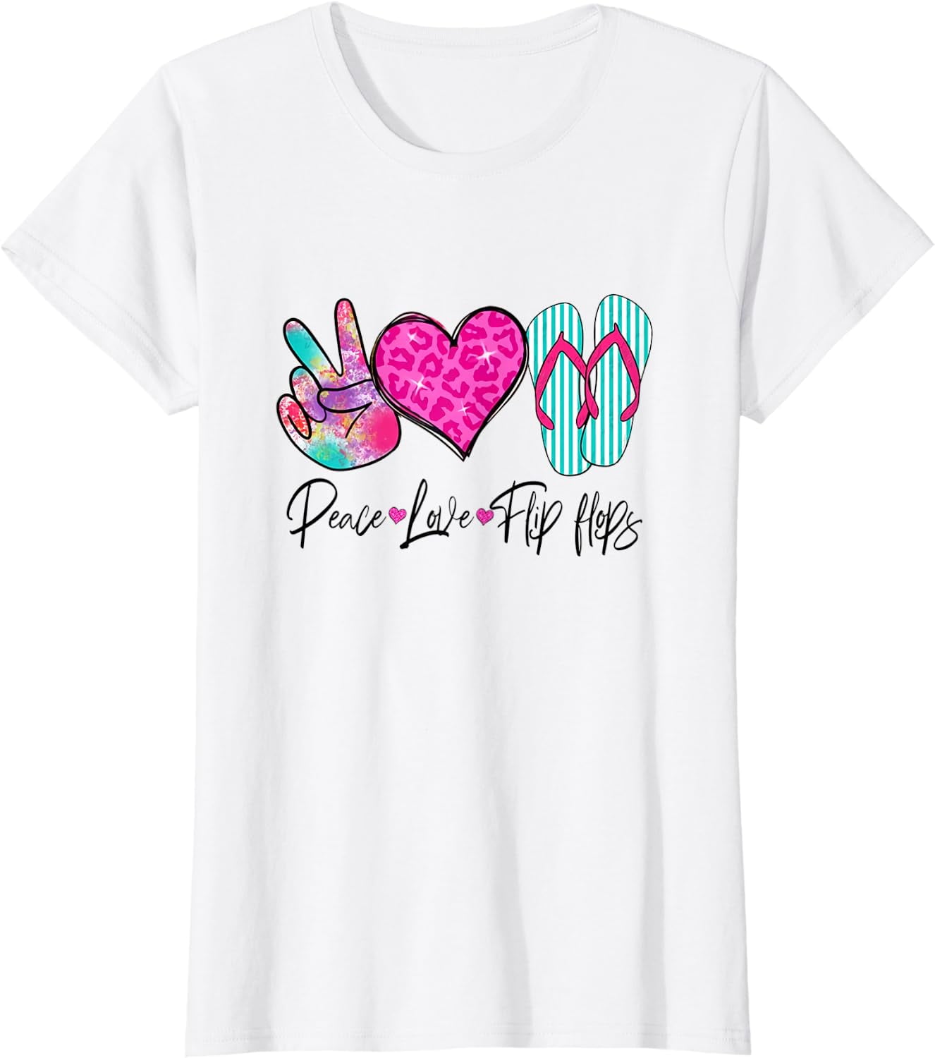 Peace Love Flip Flops Funny Hello Summer Vibes Beach Vacay T-Shirt ...
