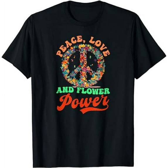 Peace Love Flower Power Design Floral Peace Symbol T-Shirt - Walmart.com