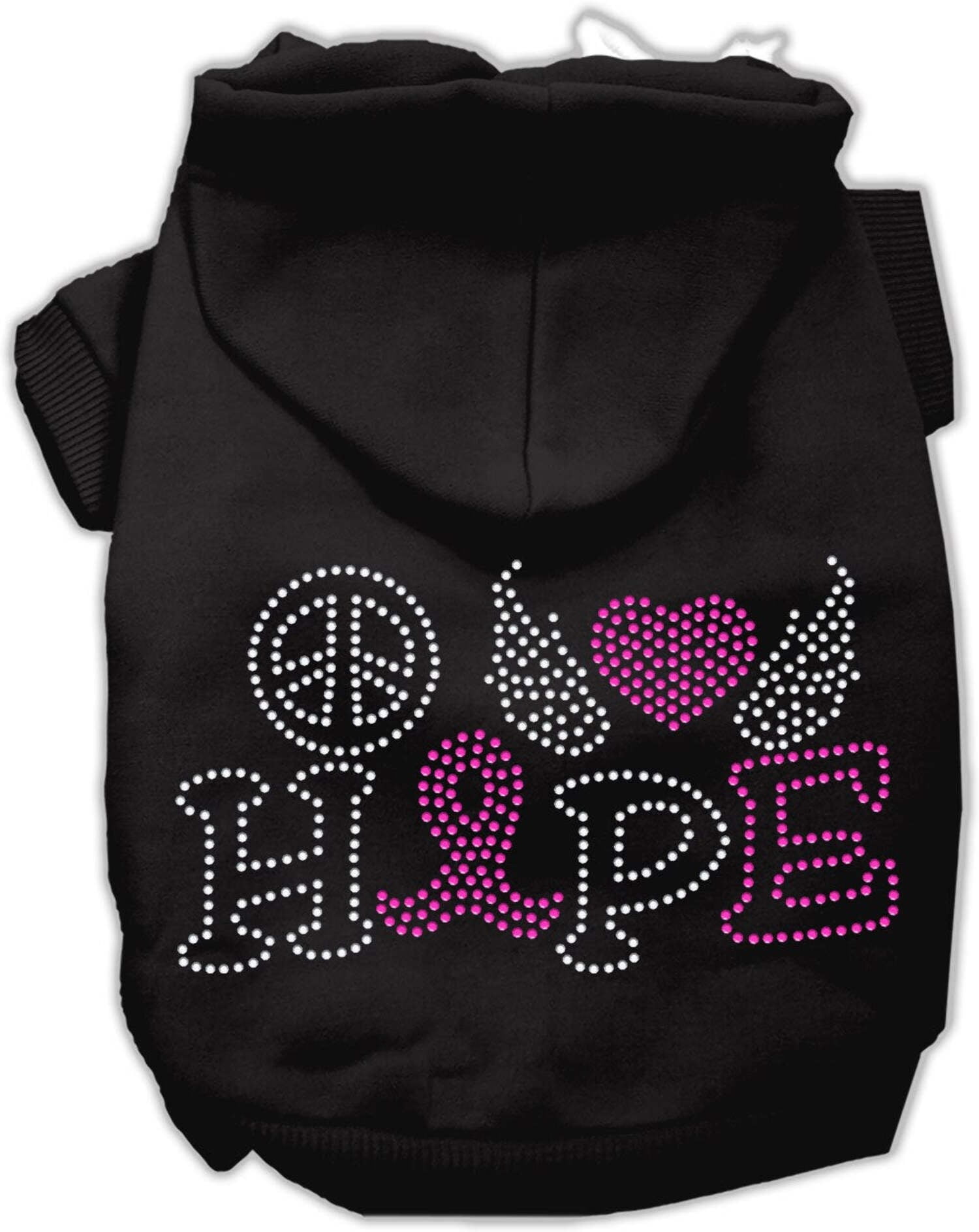 Pet, Dog Cat Hoodie Rhinestone, "Peace Love Hope Breast Cancer" - Walmart.com