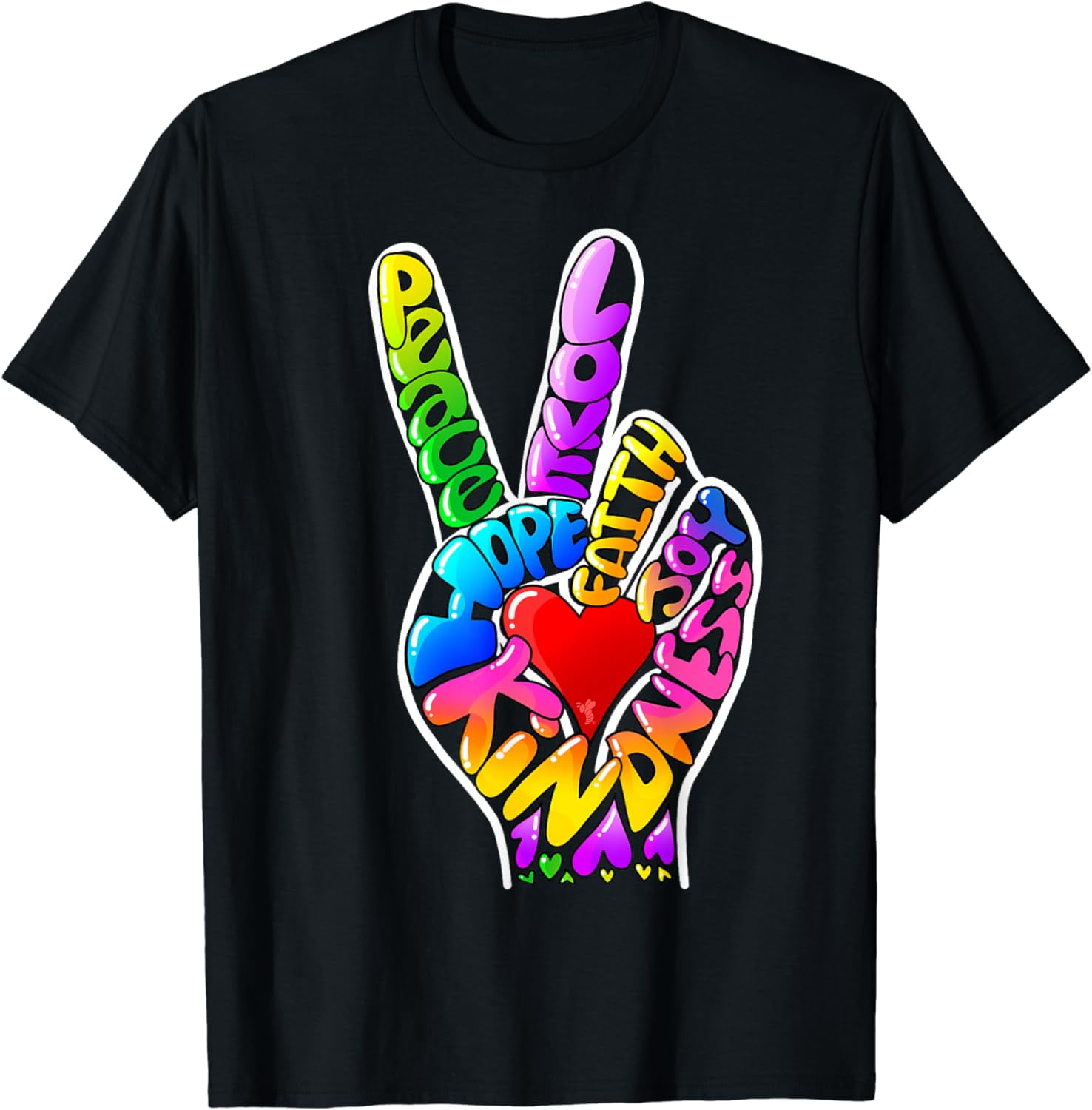 Peace Love Hope Joy Faith Kindness Word Art by Tangie Marie T-Shirt ...