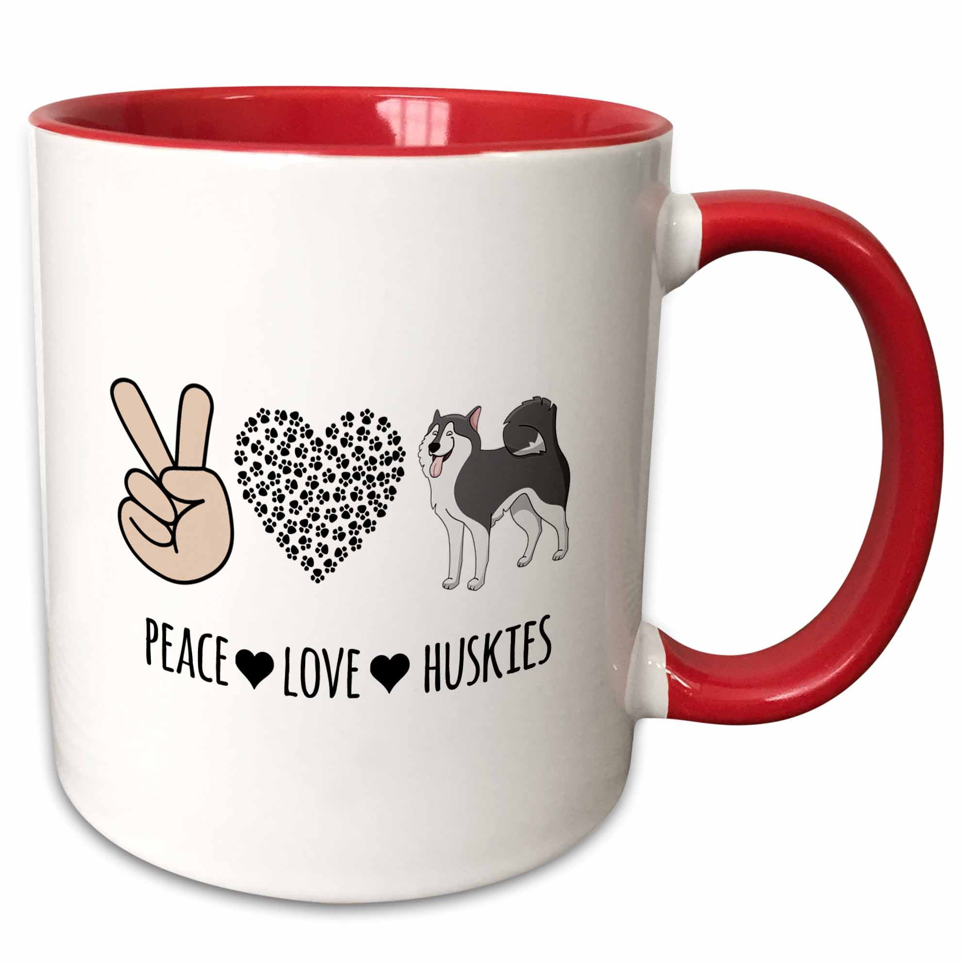 3drose, Peace Love Huskies with Peace Hand, Paw Heart, and Husky Clip ...