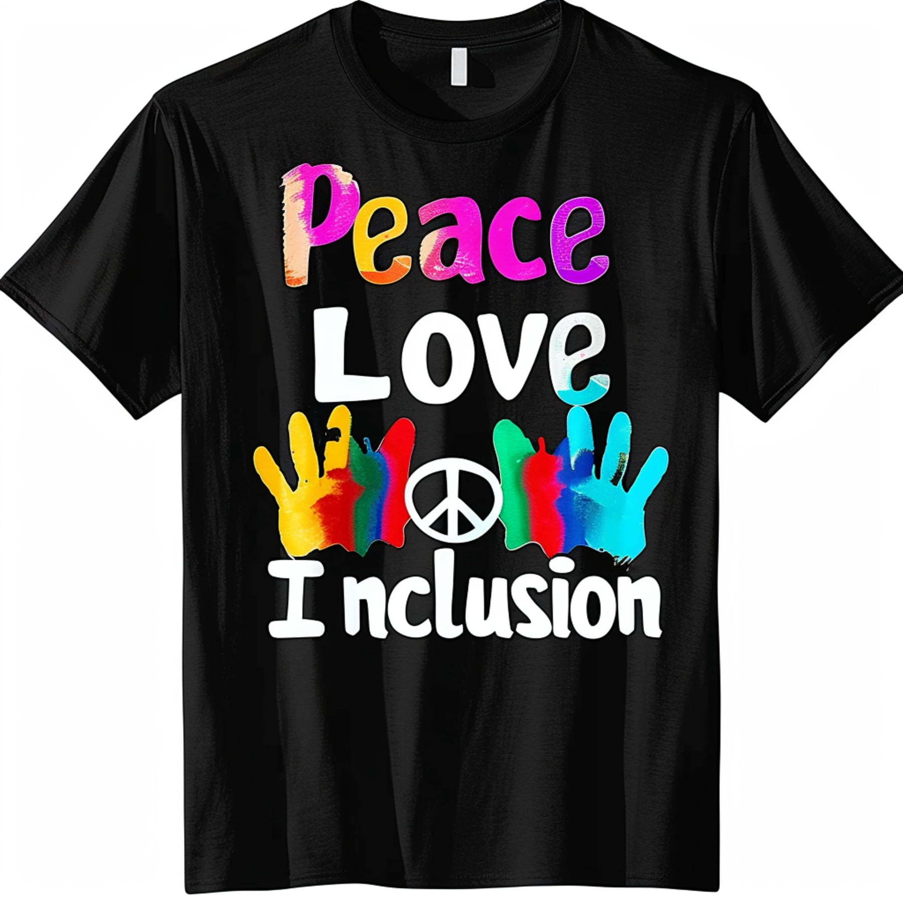 Peace Love Inclusion T shirt design with peace signs and colorful ...
